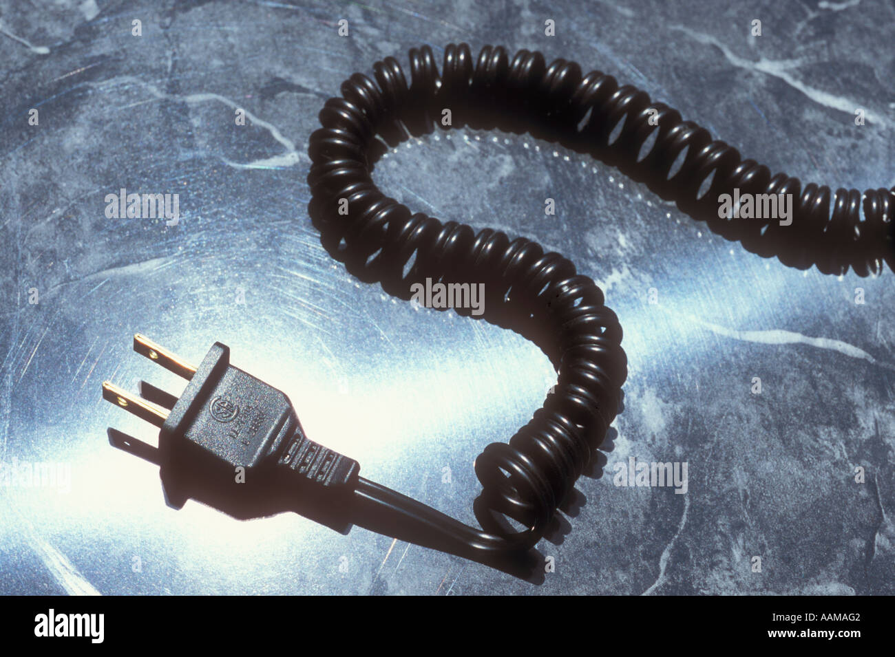 Coiled electrical cord for applaince on counter top Stock Photo - Alamy