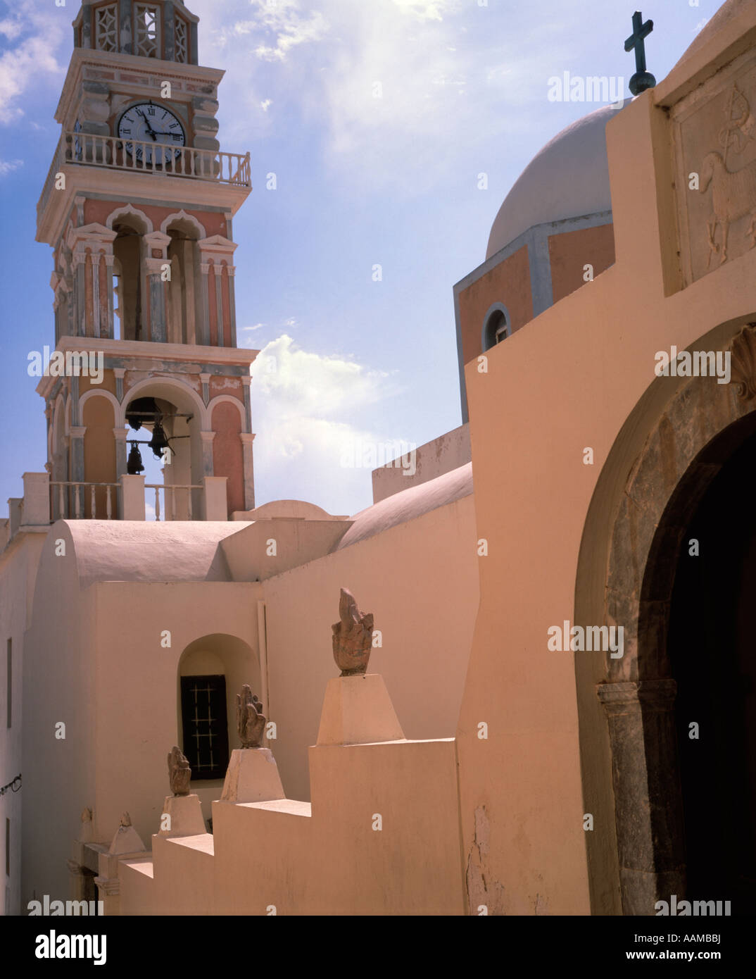 SANTORINI GREECE CHURCH CLOCK TOWER Stock Photo - Alamy