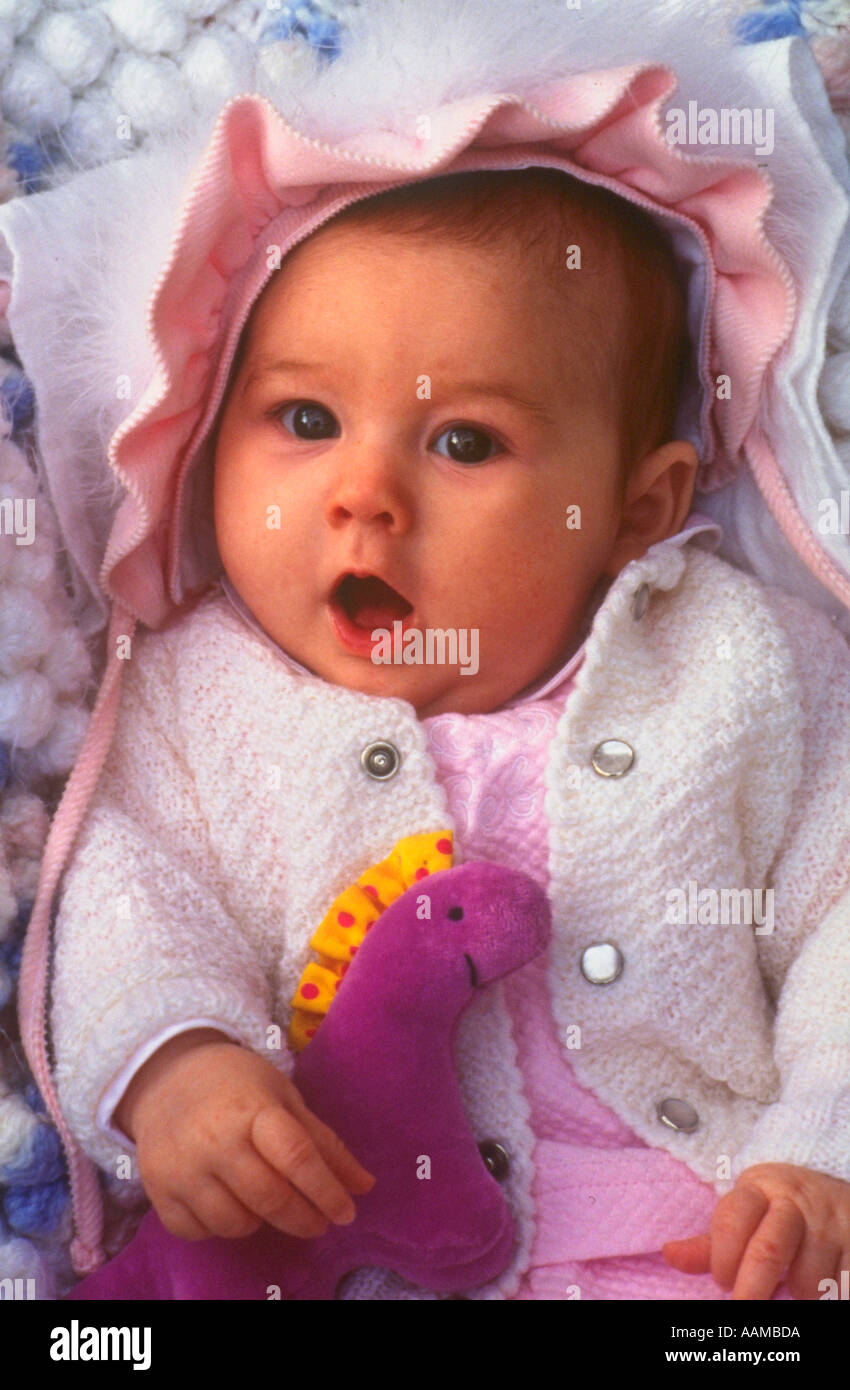Three month old baby girl yawning Stock Photo - Alamy