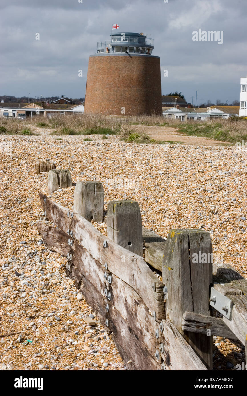 Martello tower built on the East Sussex coast as a defense against ...