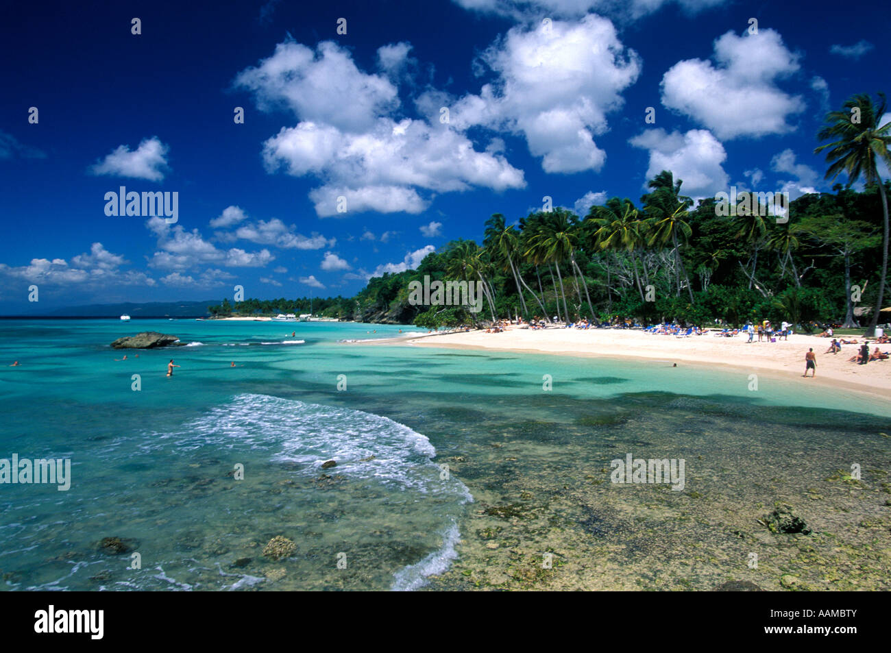 SAMANA PENINSULA DOMINICAN REPUBLIC CAYO LEVANTADO PEOPLE ON BEACH ...