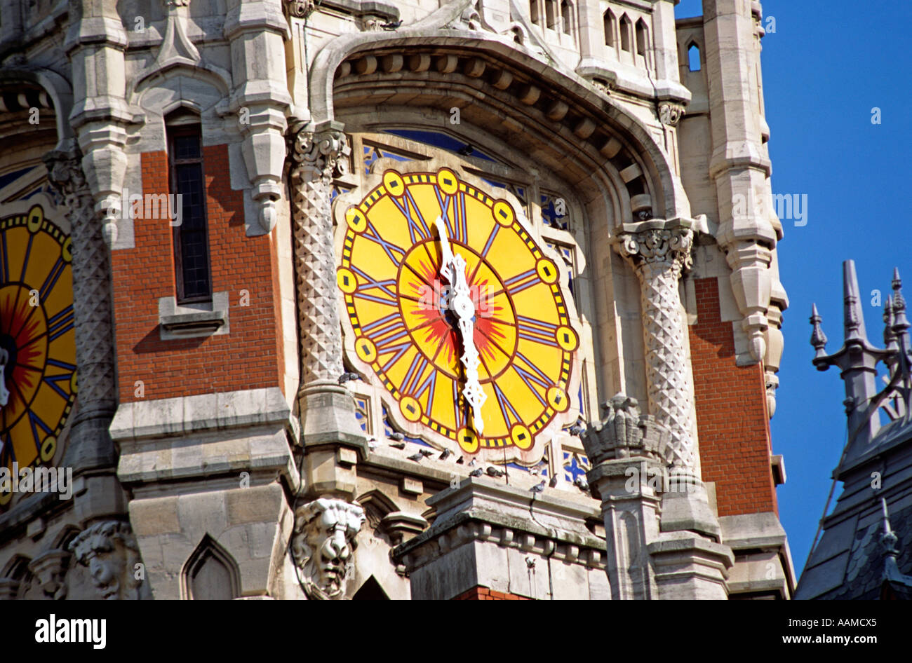 Colourful clock face, Town Hall, Calais, France Stock Photo - Alamy