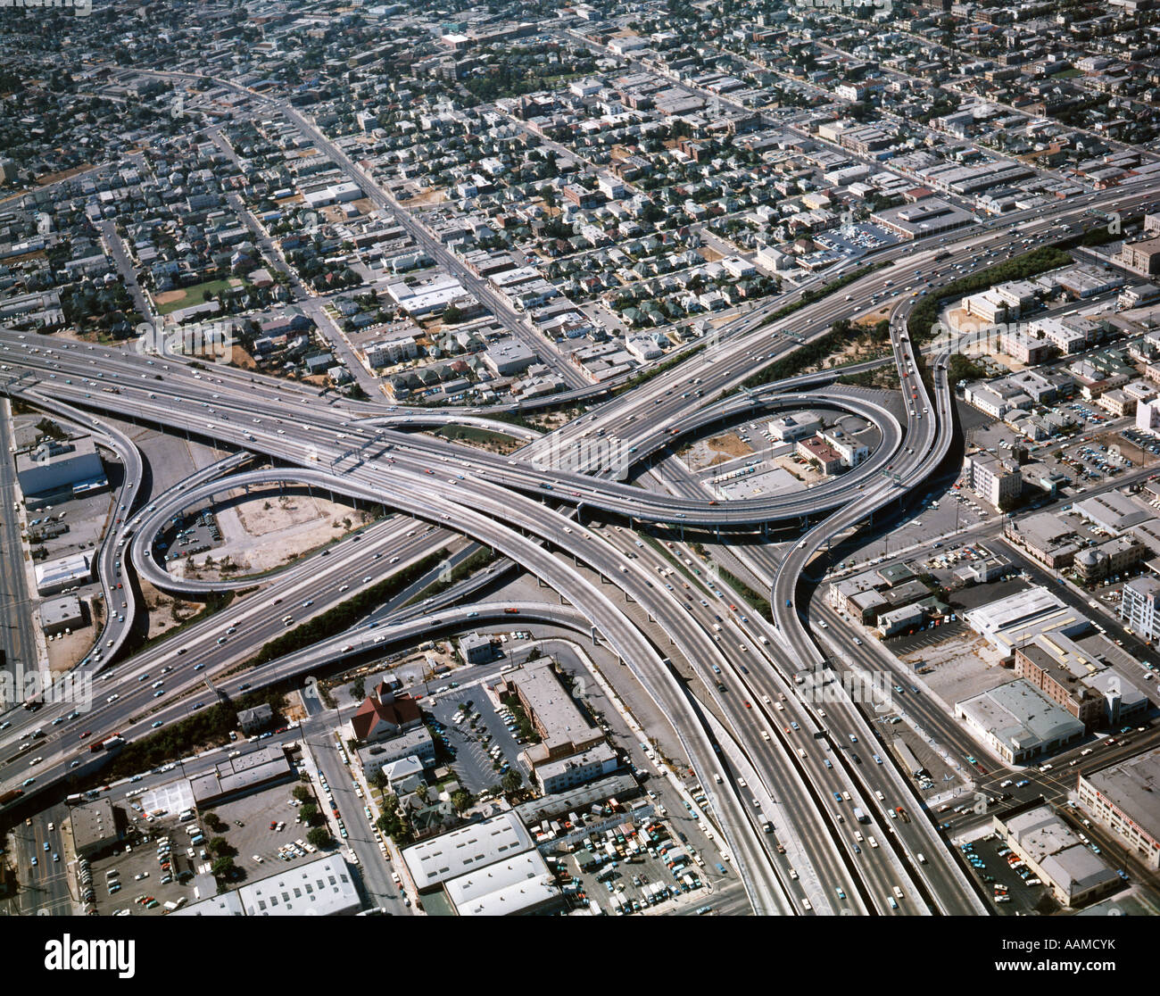 1970s AERIAL VIEW OF FREEWAY INTERCHANGE LOS ANGELES Stock Photo - Alamy