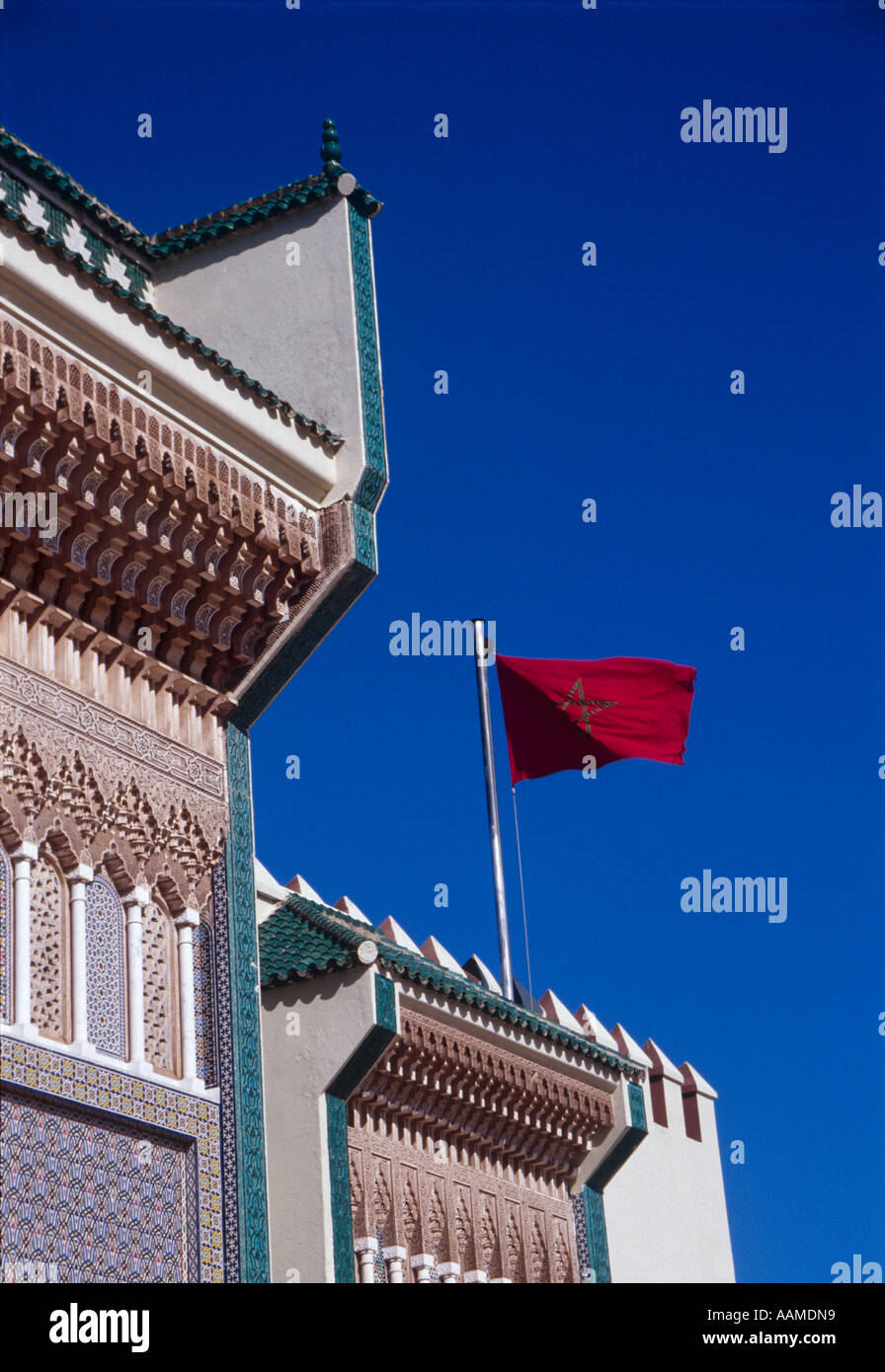 royal palce and moroccan flag fez morocco Stock Photo - Alamy