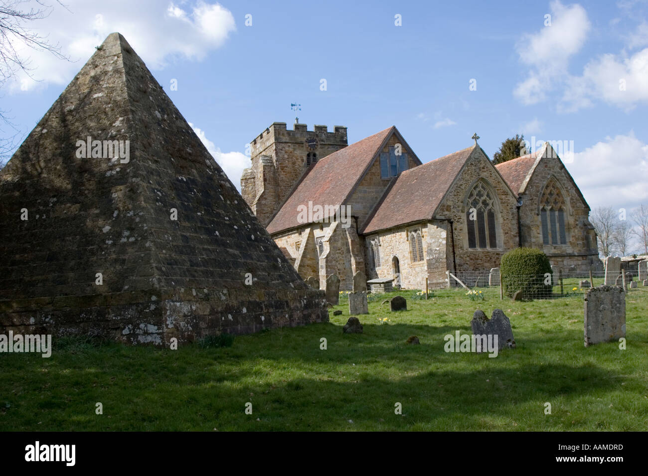 Brightling church and churchyard with pyramid shaped tomb of Mad Jack ...