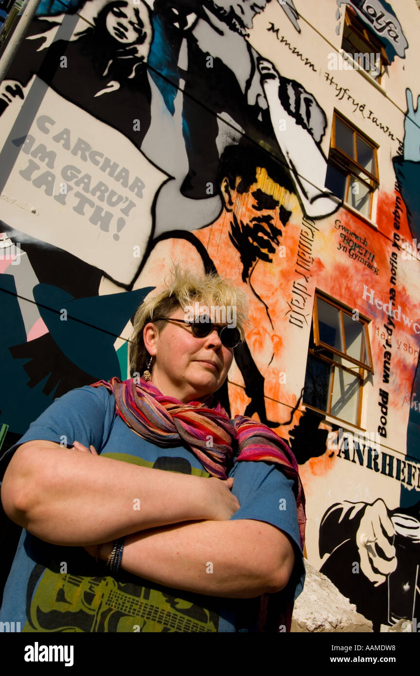 welsh visual artist RUTH JEN EVANS with her mural of welsh cultural ...