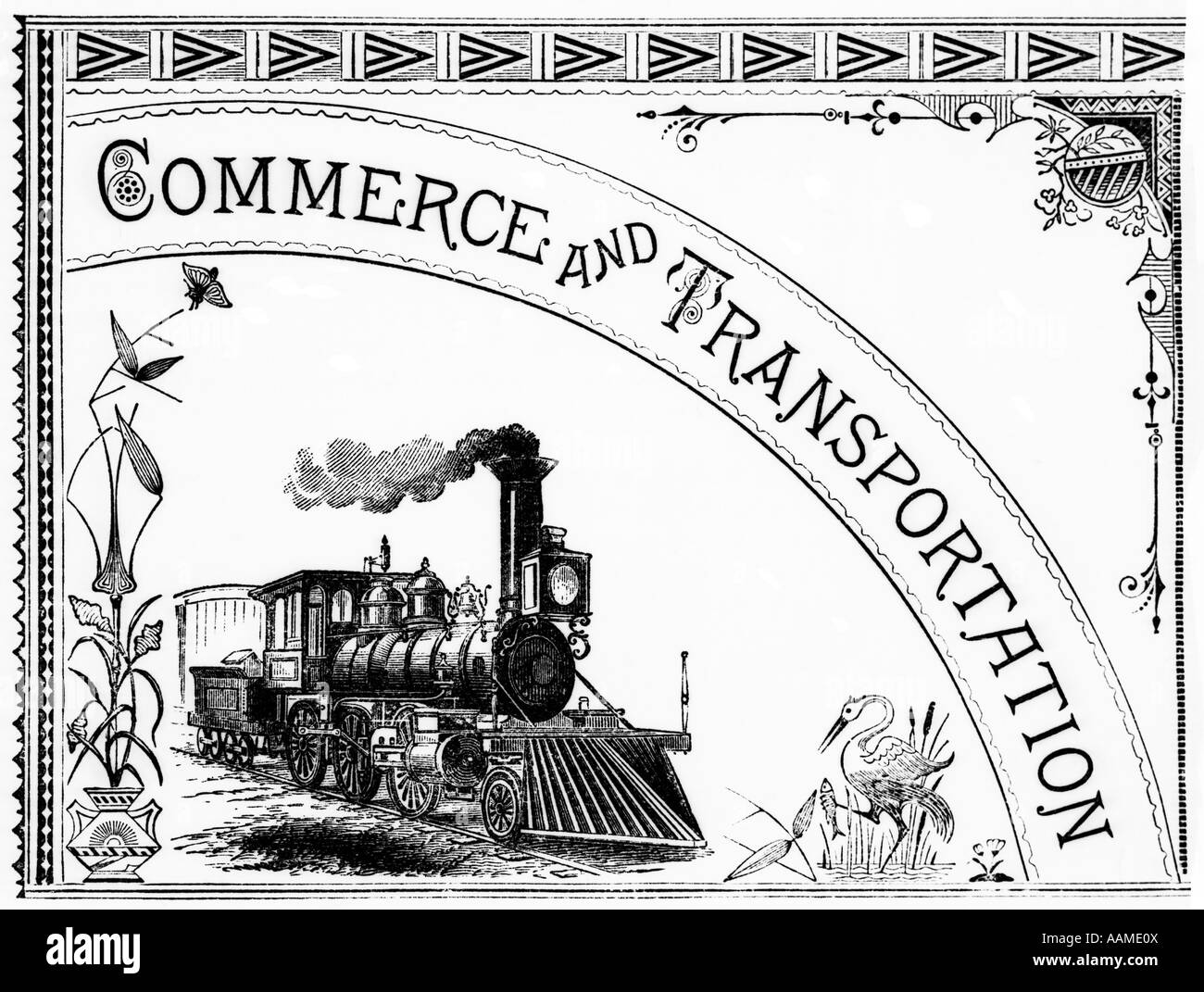 1890s 1900s LINE DRAWING ILLUSTRATION STEAM ENGINE TRAIN LOCOMOTIVE AND ...