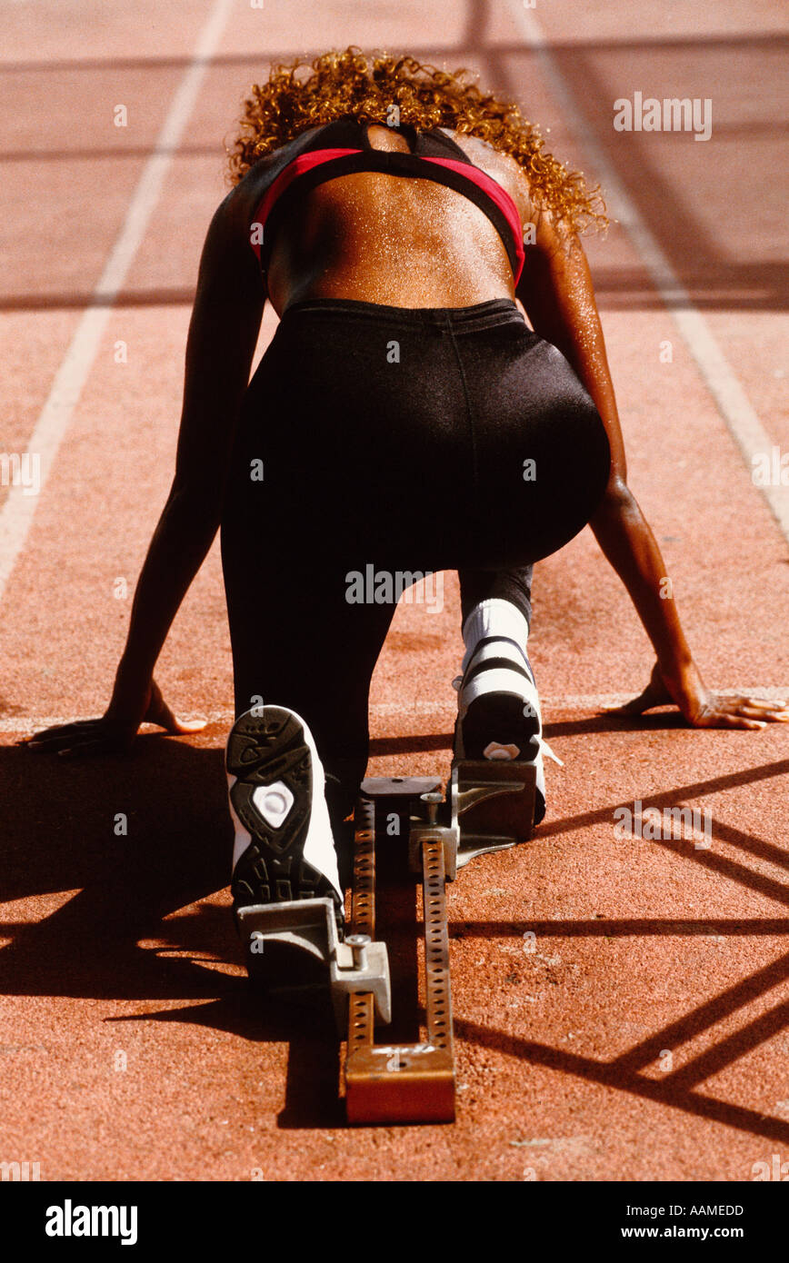 track starting blocks for a running event Stock Photo - Alamy