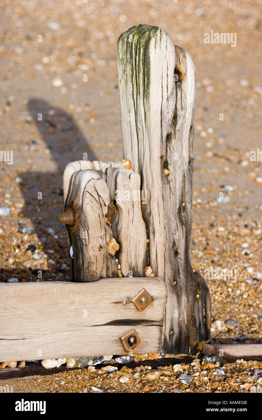 Battered and weathered groynes on a shingle beach Stock Photo - Alamy