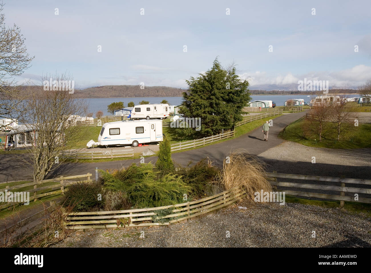 UK Scotland Argyll Oban North Ledaig seafront caravan site Stock Photo ...
