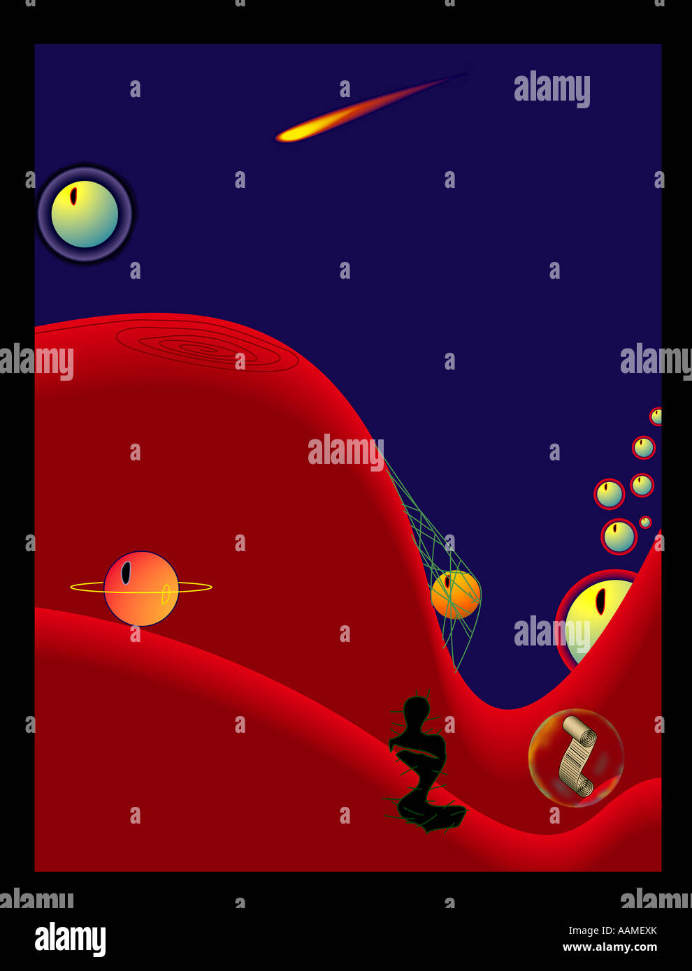 Alternative world Panel one of three Stock Photo - Alamy