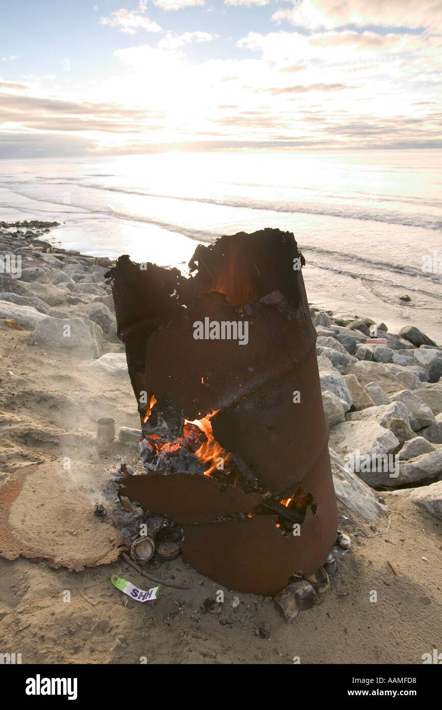 burning rubbish on the Eskimo island community of Shishmaref Alaska ...