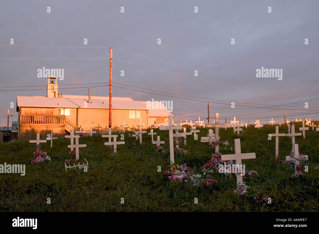 Shishmaref church and burial ground an Eskimo island community being ...