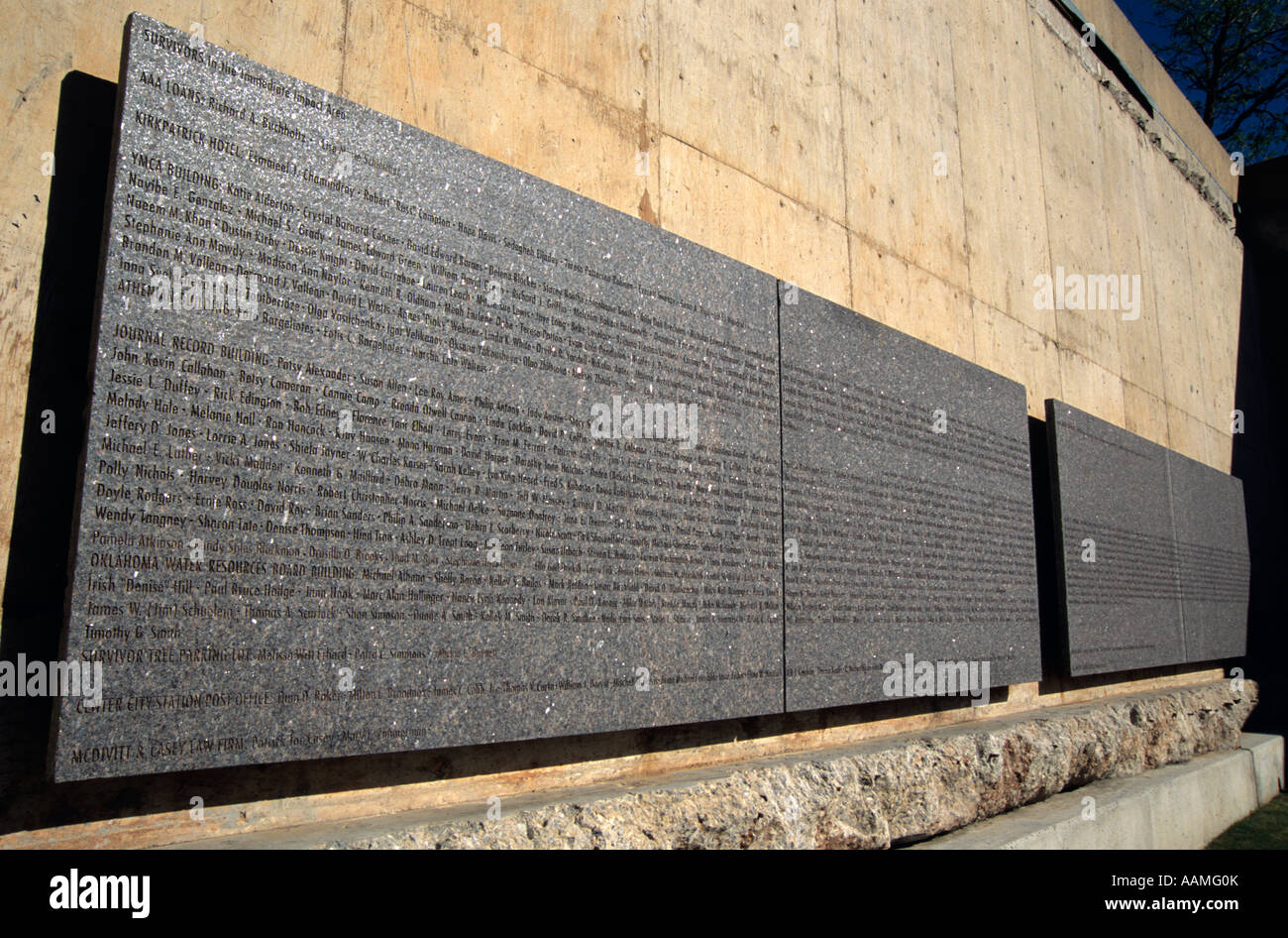 OKLAHOMA CITY OK OKLAHOMA CITY NATIONAL MEMORIAL NAMES ON SURVIVOR WALL ...