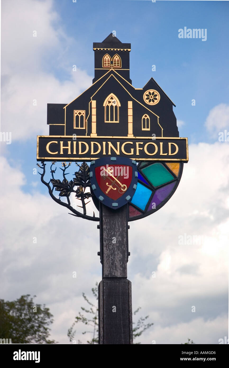 Chiddingfold village sign Surrey England UK Stock Photo - Alamy