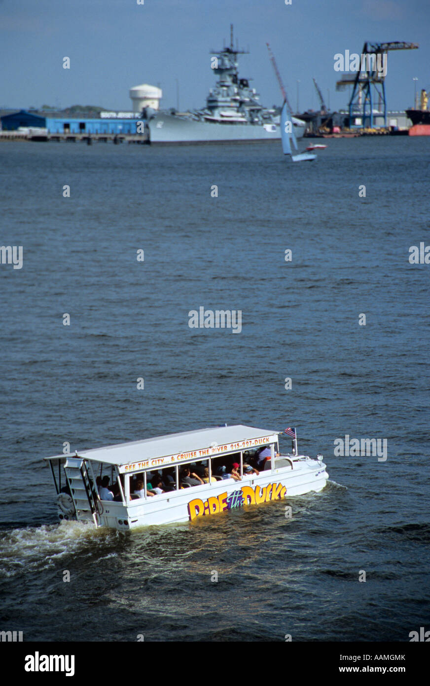 DUCK TOURIST VEHICLE BOAT TOUR PHILADELPHIA PENNSYLVANIA USS NEW JERSEY ...