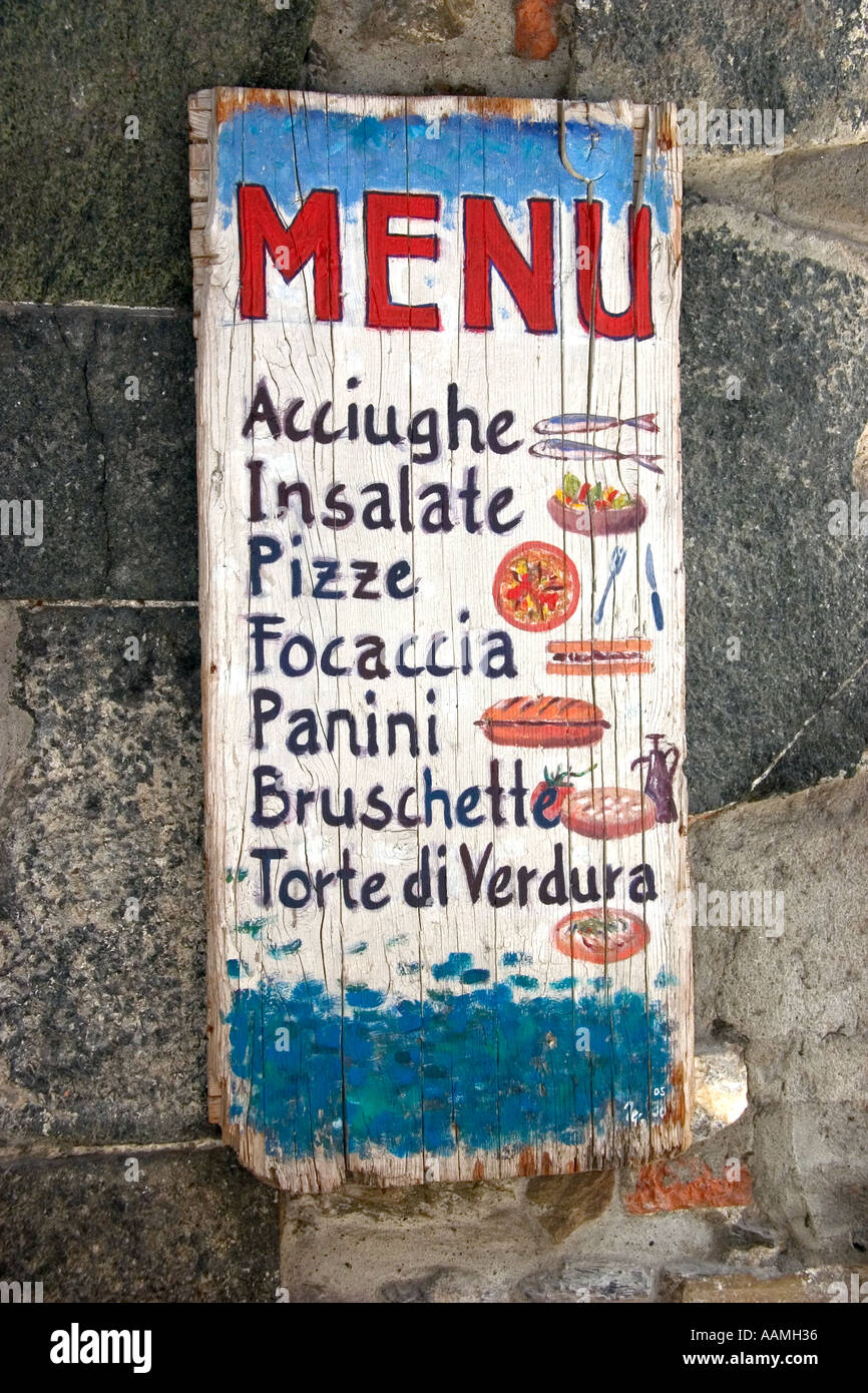 Cafe Menu Board Liguria Italy Stock Photo - Alamy