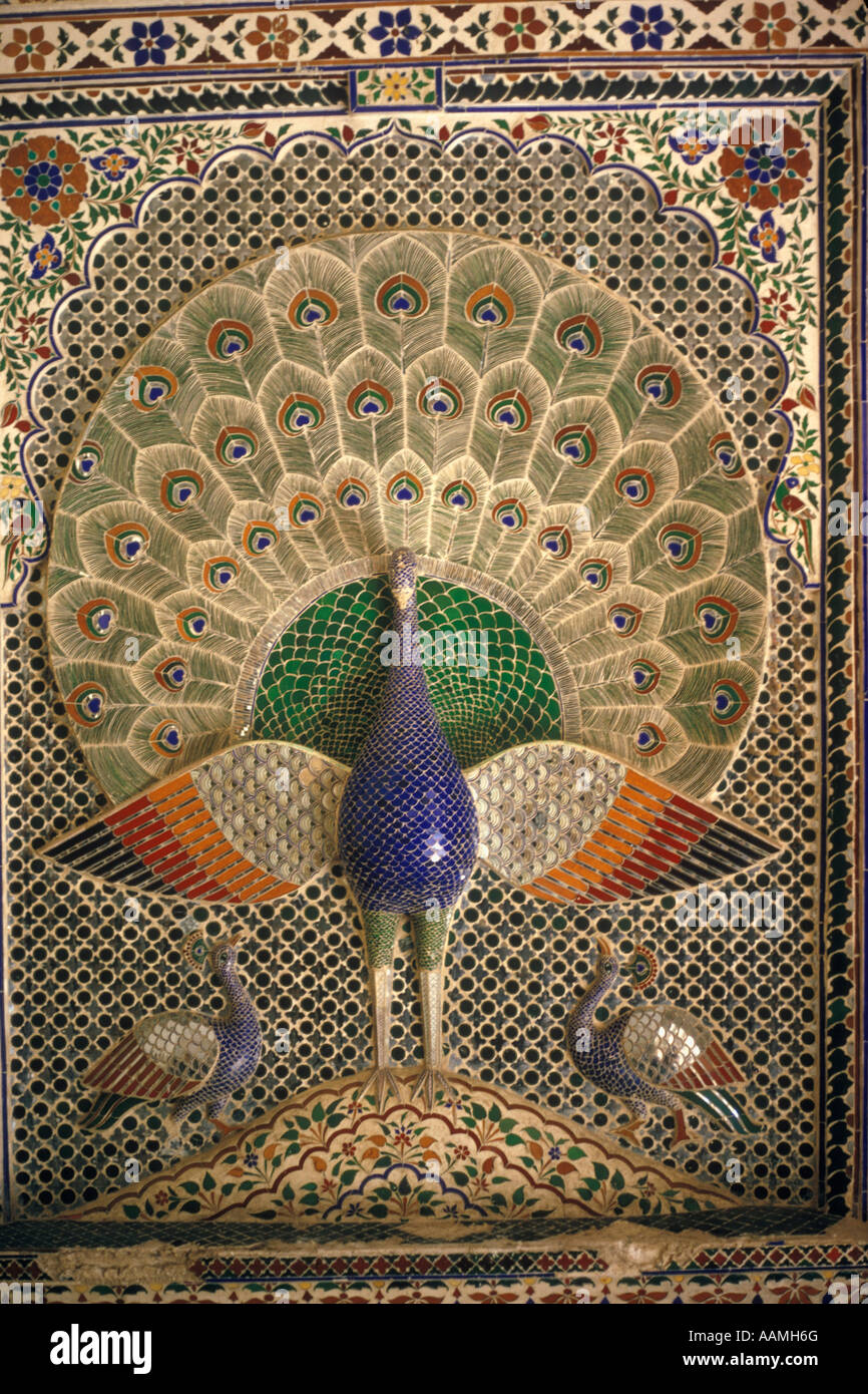 PEACOCK PLAQUE CITY PALACE UDAIPUR INDIA Stock Photo - Alamy