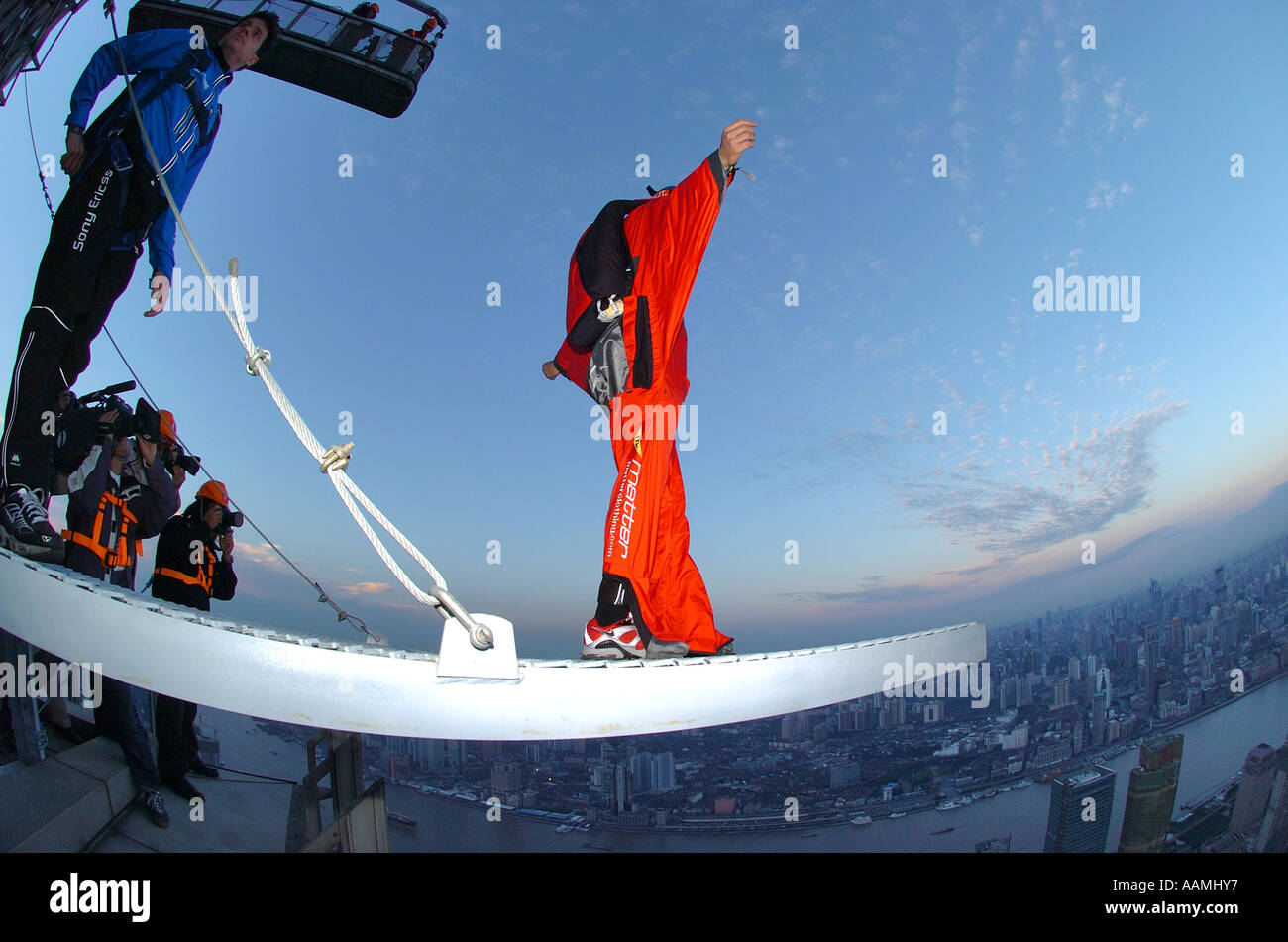 Base jumper jin mao tower extreme sport hi-res stock photography and ...