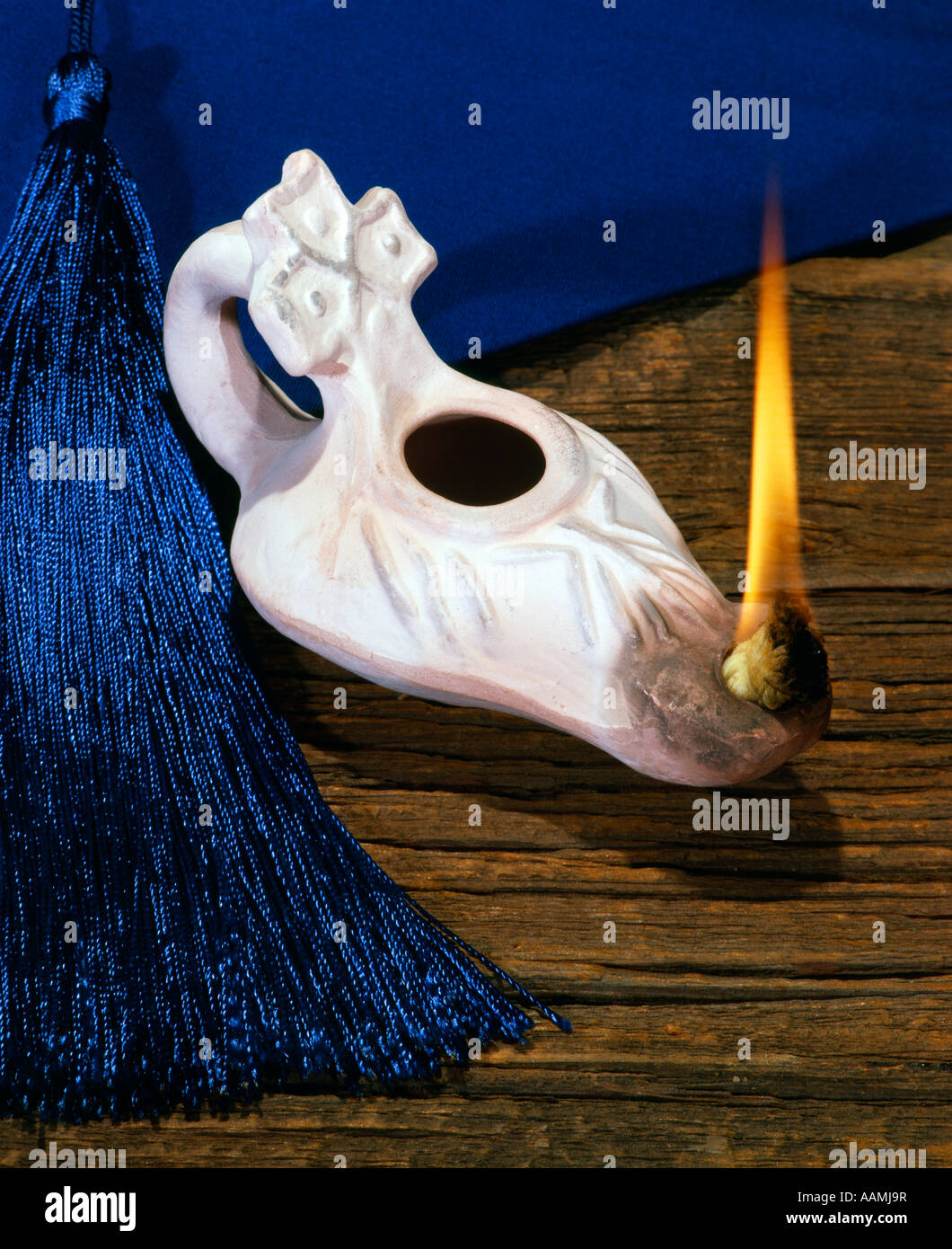 1970s WHITE LAMP LANTERN OF KNOWLEDGE EDUCATION WITH FLAME ON WOODEN ...