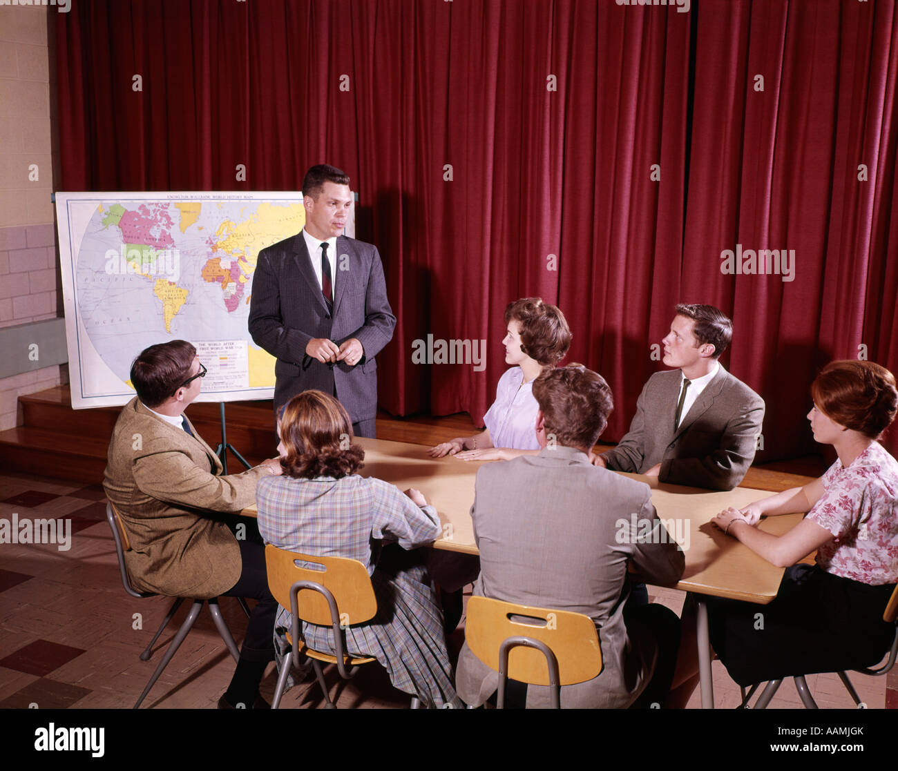 1960 1960s 7 STUDENTS TEACHER AROUND A TABLE STUDY GROUP STUDENT ...