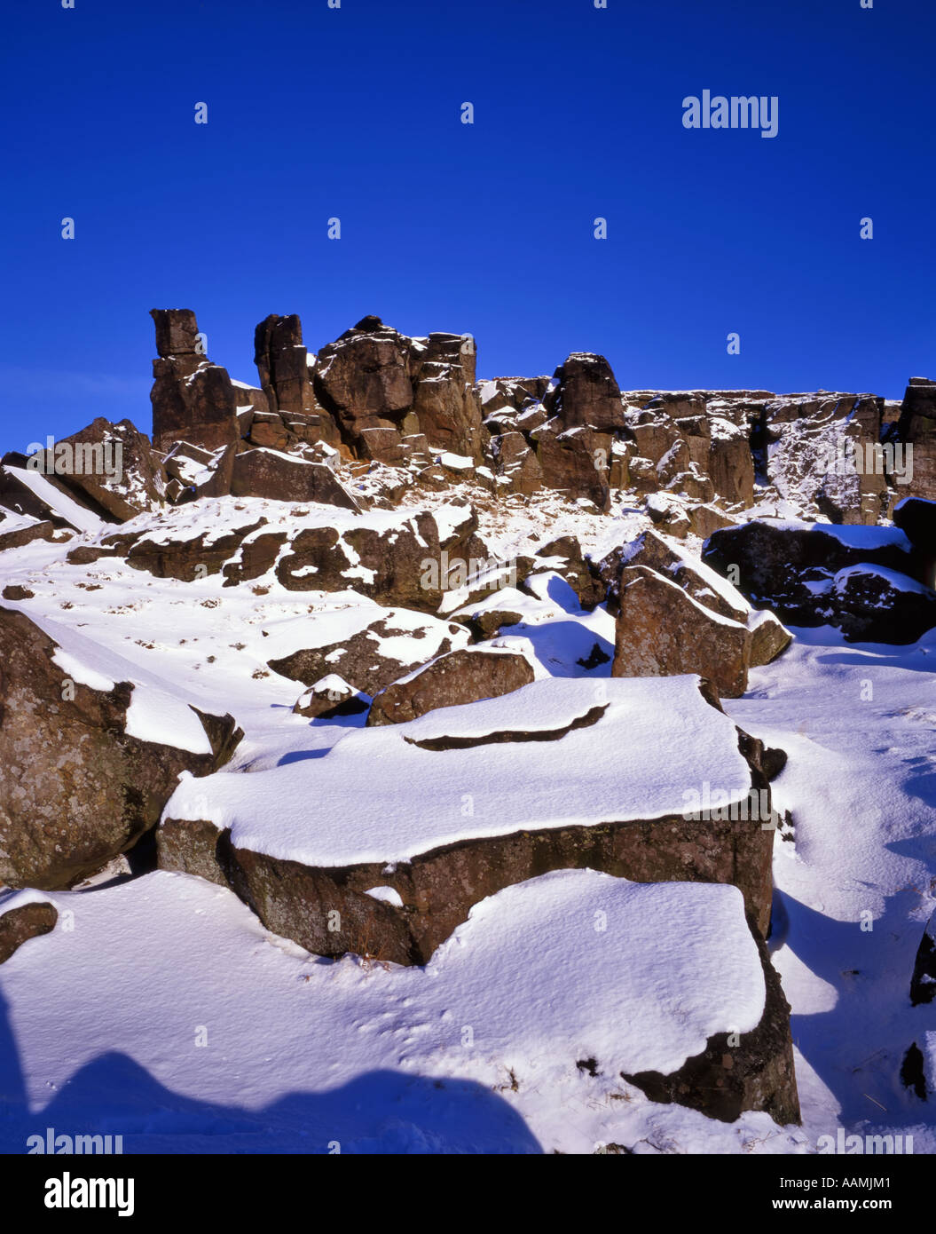 Wainstones in winter snow, North York Moors, North Yorkshire, England ...