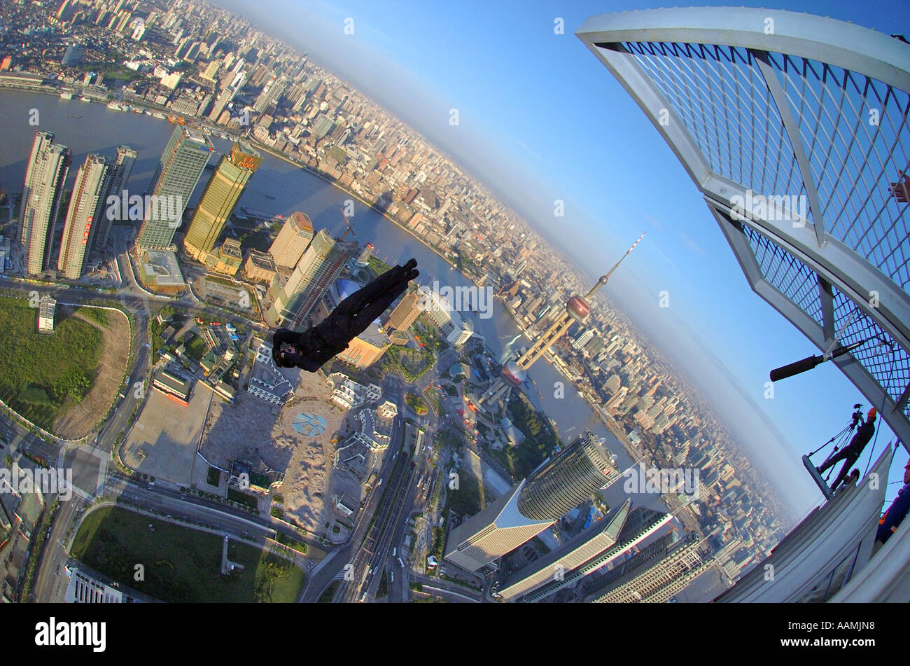 Base jumper jin mao tower extreme sport hi-res stock photography and ...