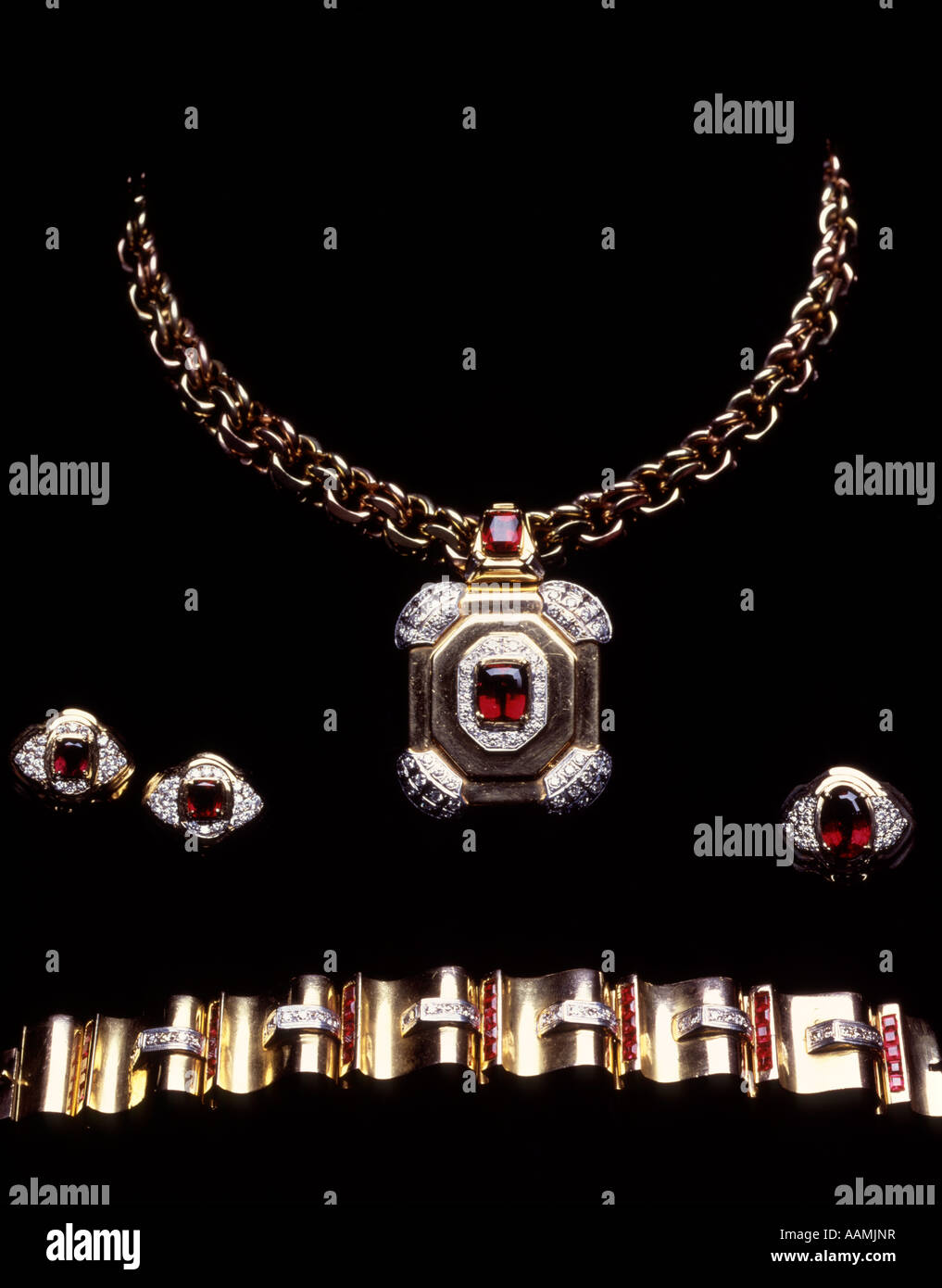 EXPENSIVE GOLD DIAMOND AND RUBY JEWELRY Stock Photo - Alamy