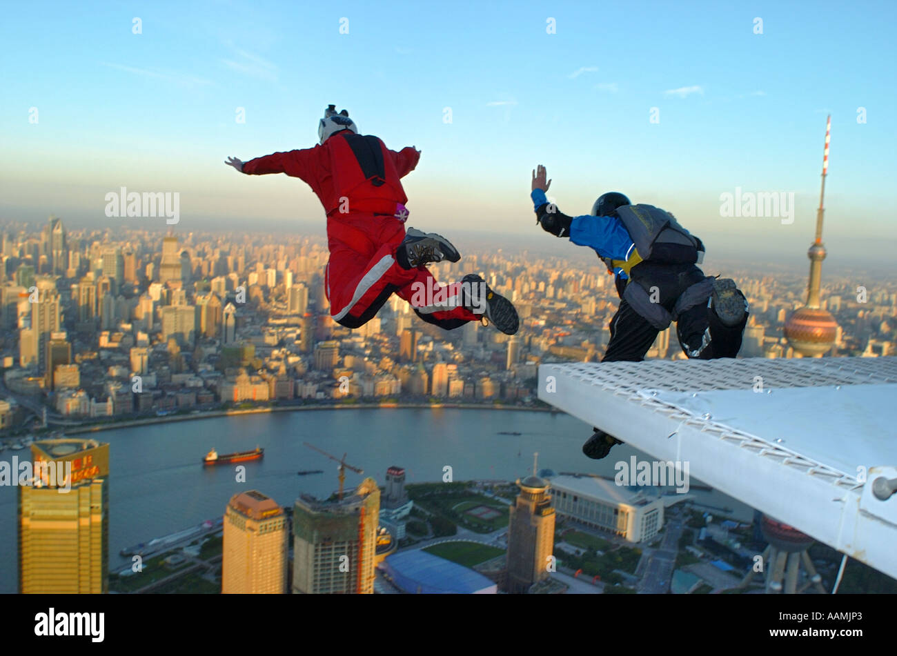 Base jumper jin mao tower extreme sport hi-res stock photography and ...