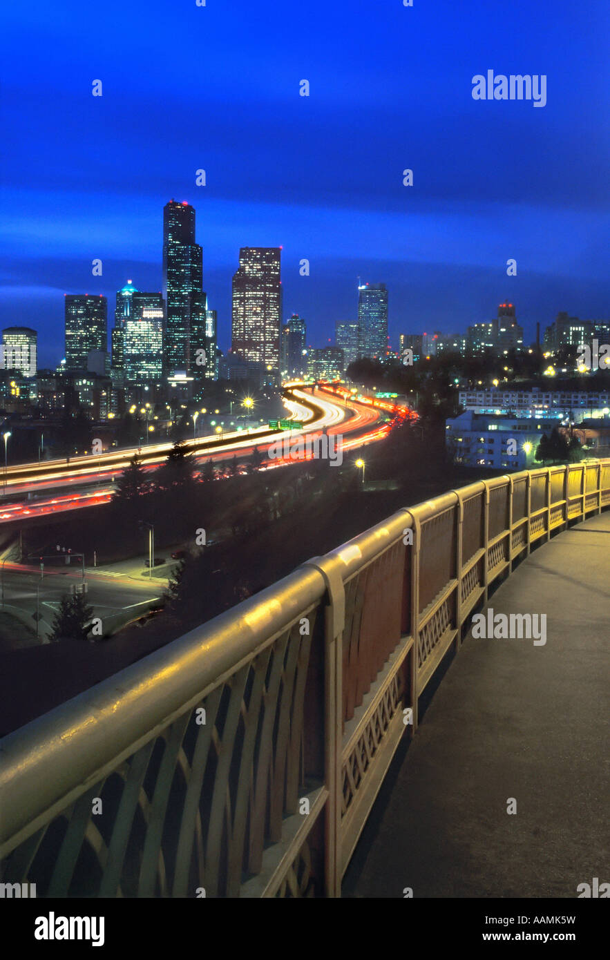 Interstate 5 freeway going through downtown Seattle Washington USA ...