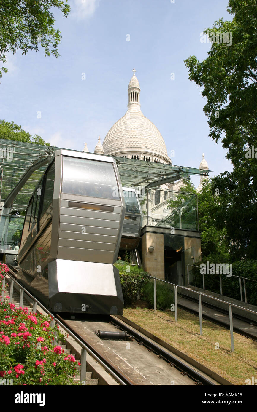 The funicular railway at Sacre Couer Montmartre Paris France Stock ...