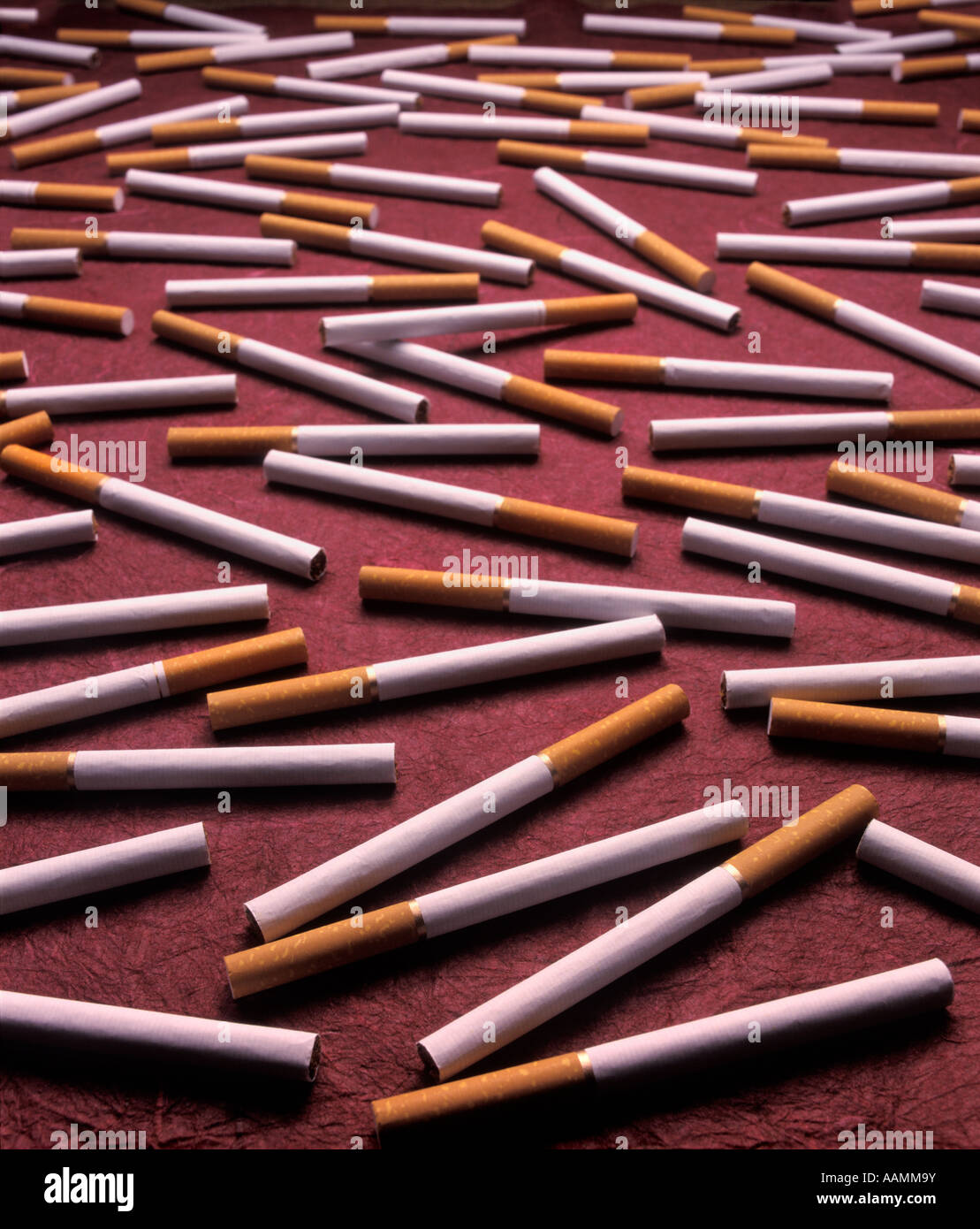 Large group of cigarettes laid out on flat surface Stock Photo - Alamy