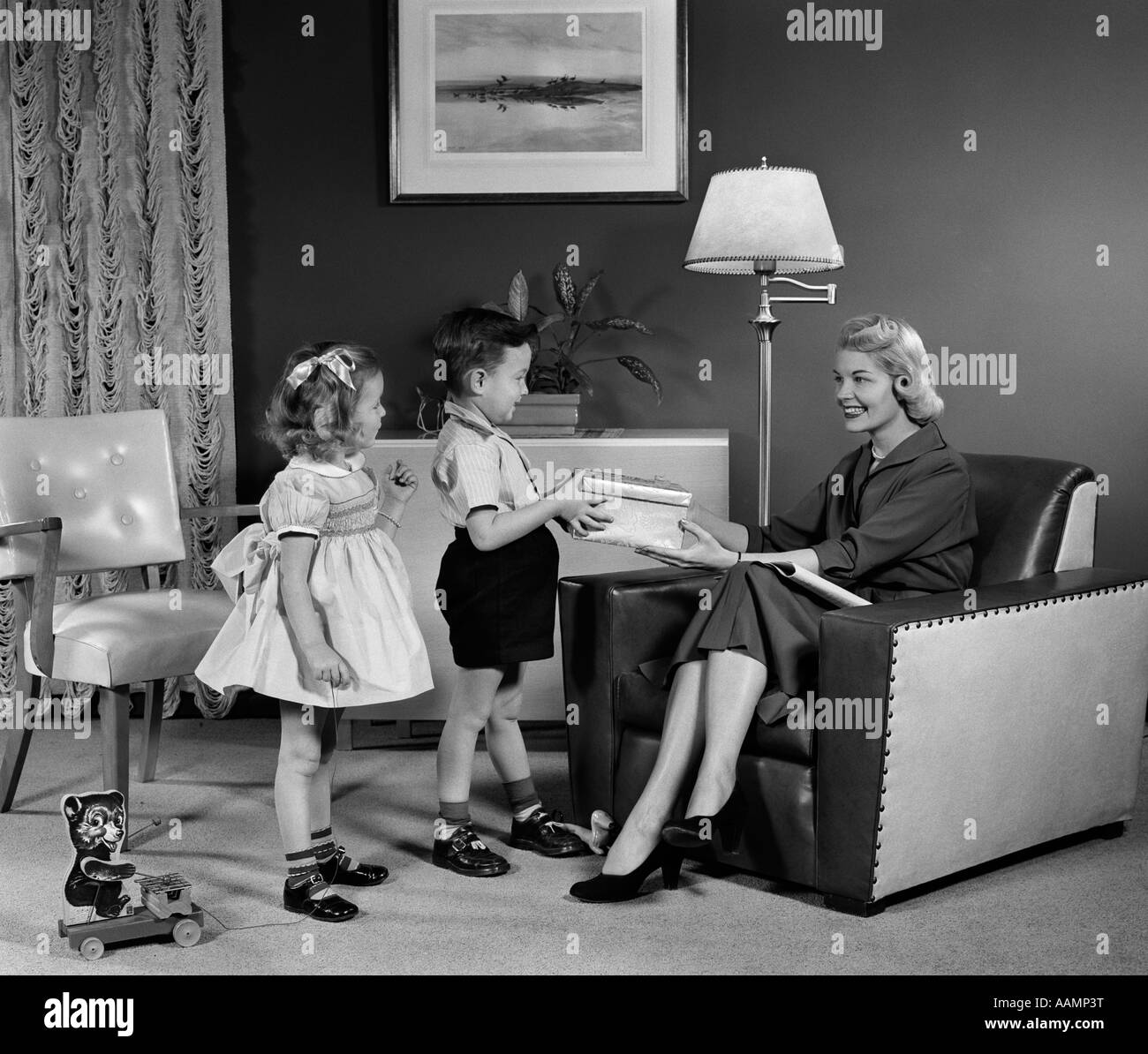 Living Room 1950s Family