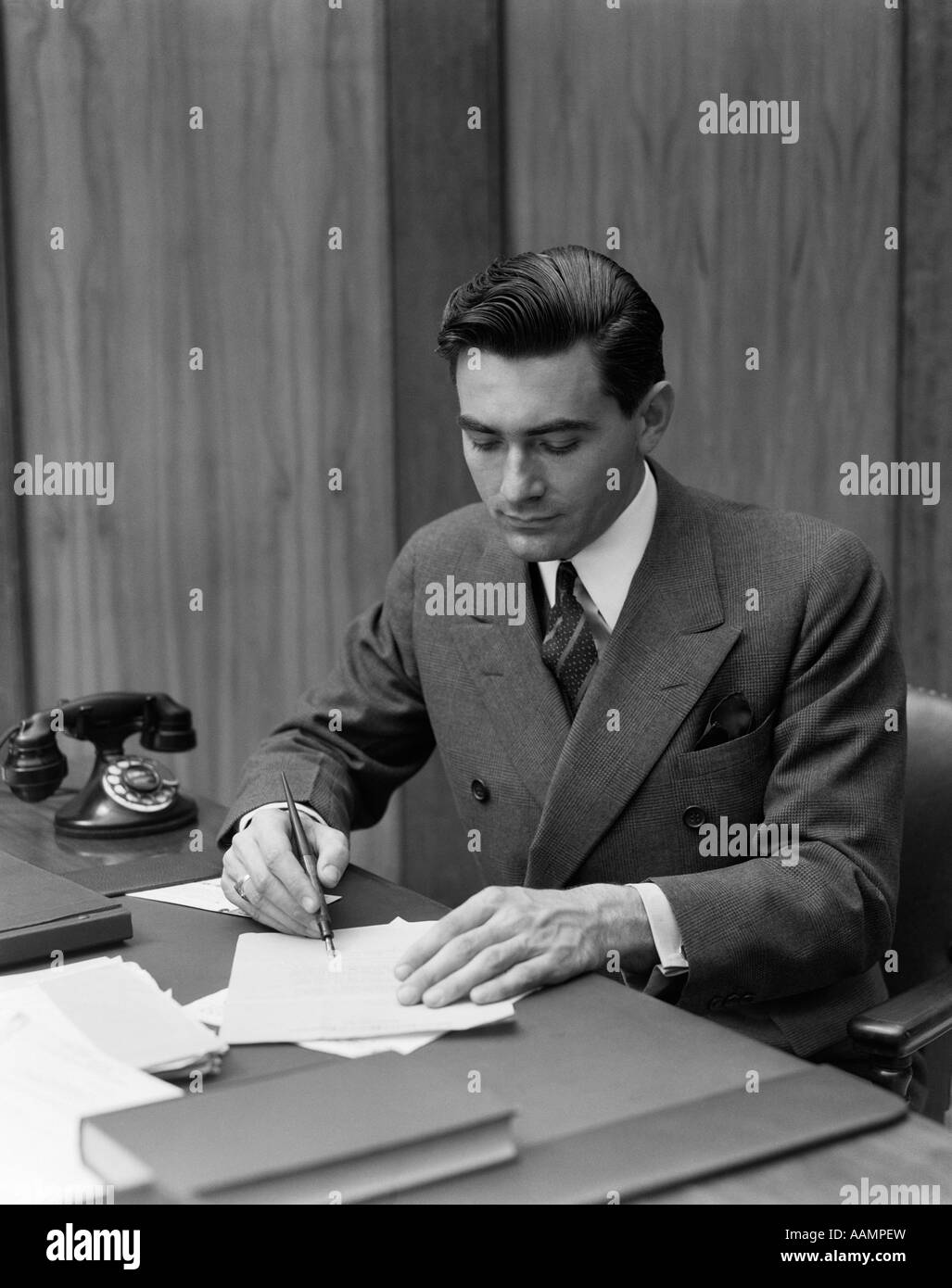 Business man writing work Black and White Stock Photos & Images - Alamy