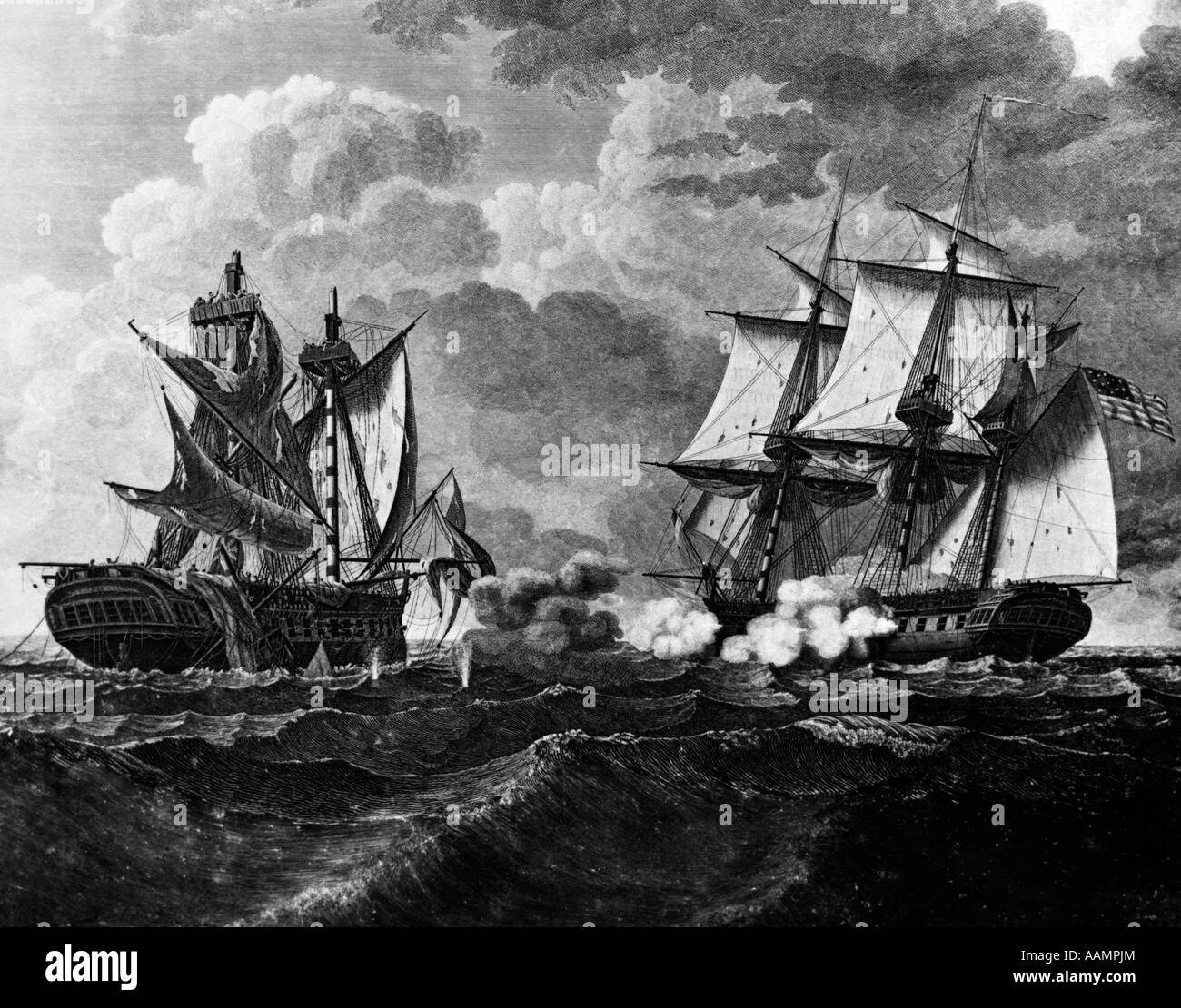 PAINTING OF SHIP BATTLE WITH MACEDONIAN BEING CAPTURED BY US FRIGATE IN ...