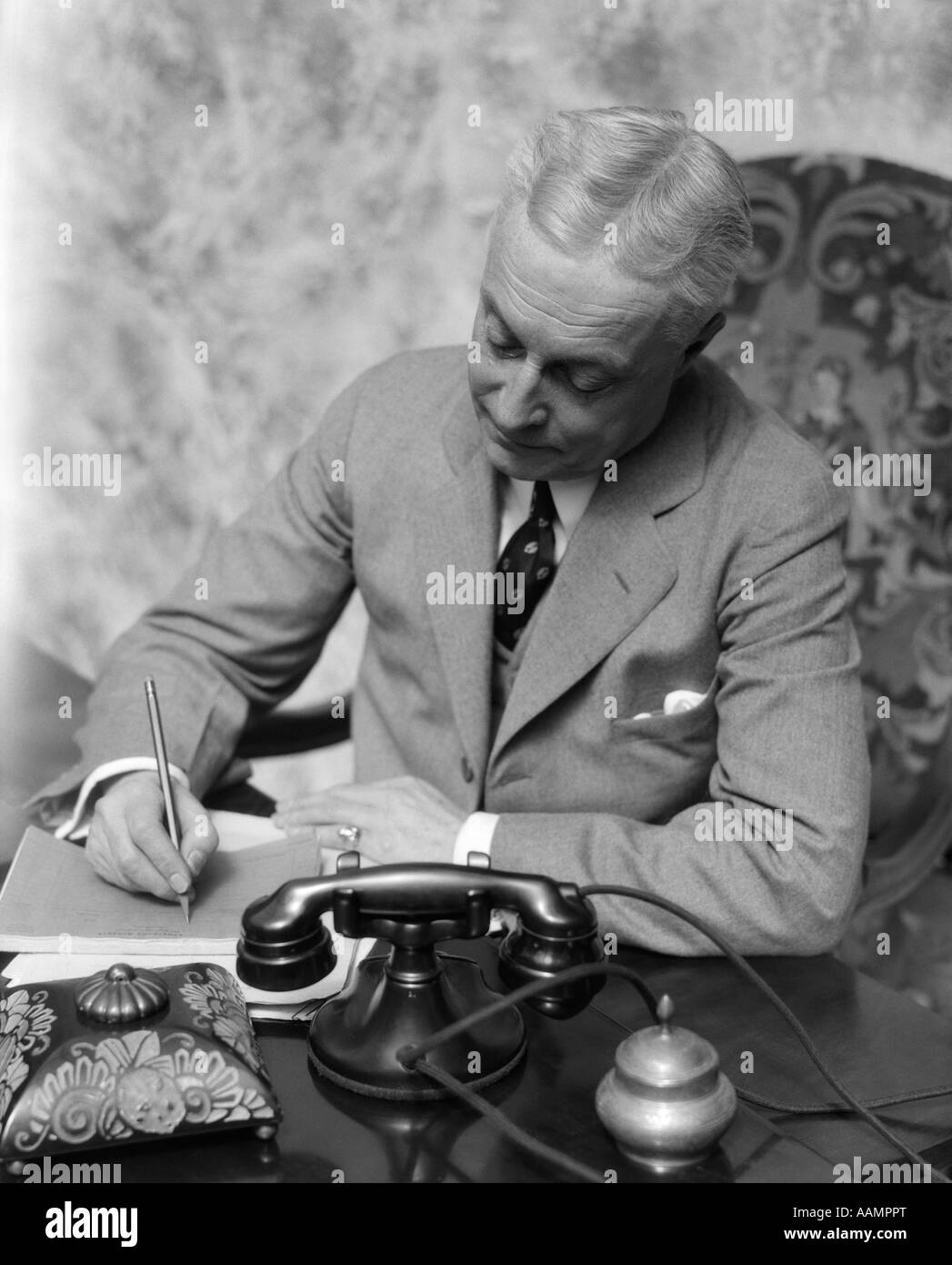 Vintage desk telephone not rotary Black and White Stock Photos & Images ...