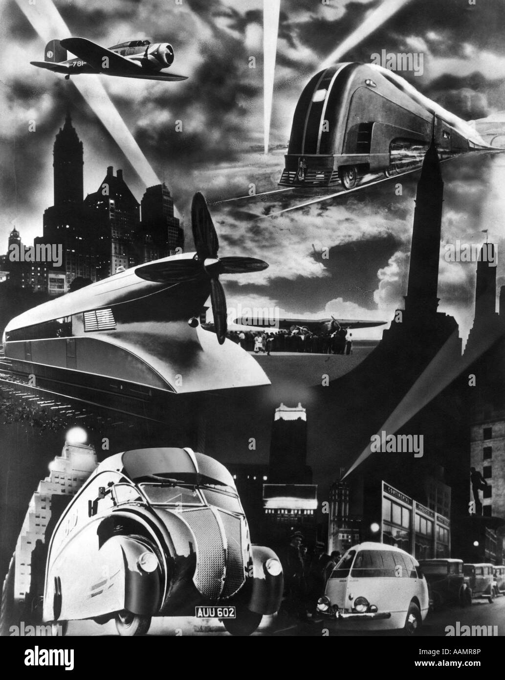 1930s FUTURISTIC ART DECO STREAMLINE DESIGN MODES OF MODERNE CAR TRAIN ...