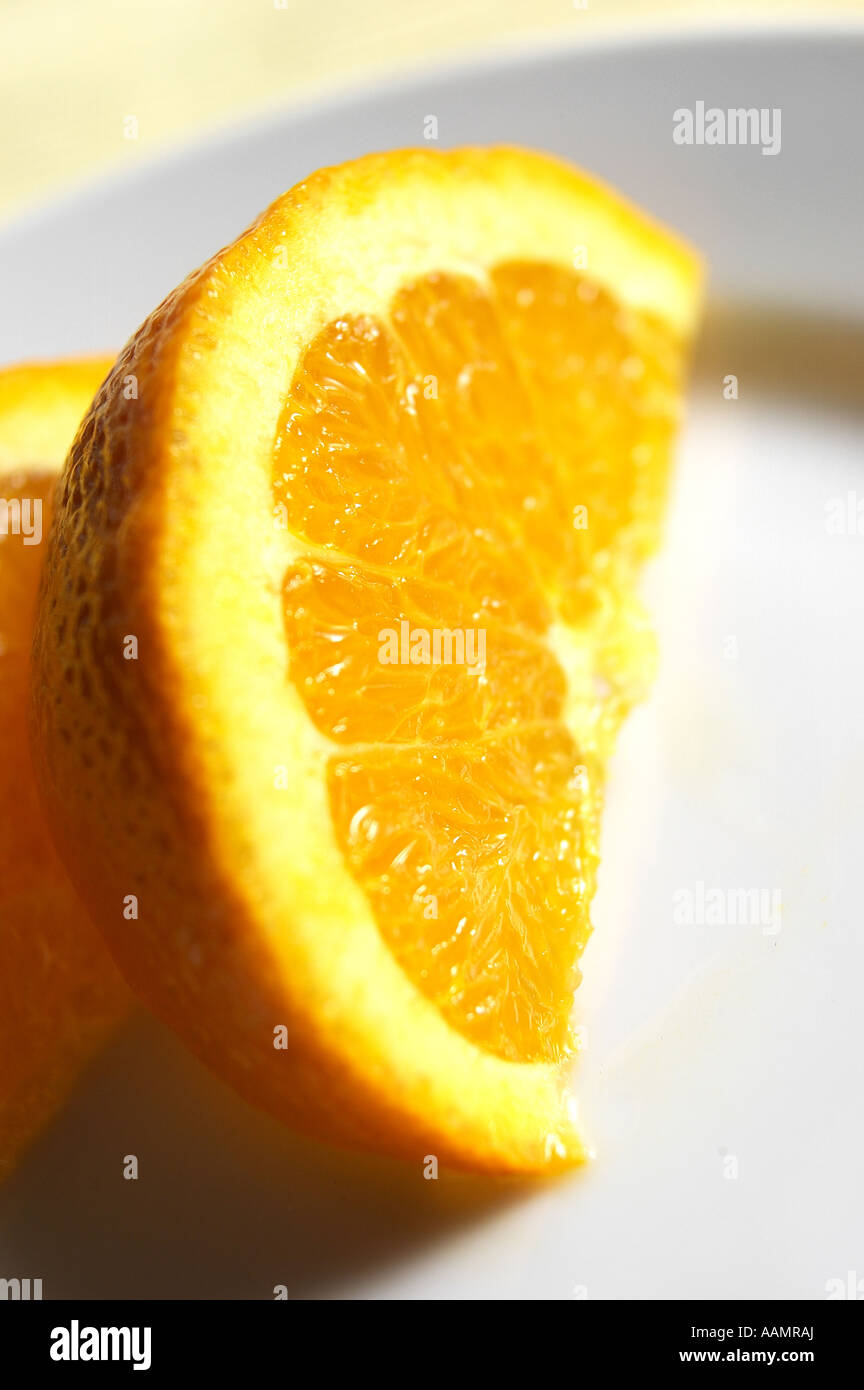 Orange segment on a plate Stock Photo - Alamy