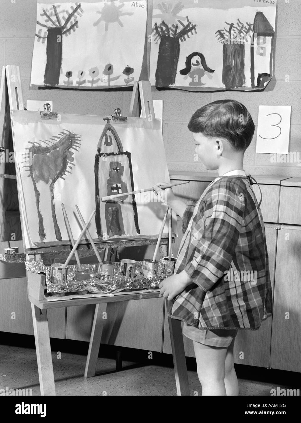 School smock hi-res stock photography and images - Alamy