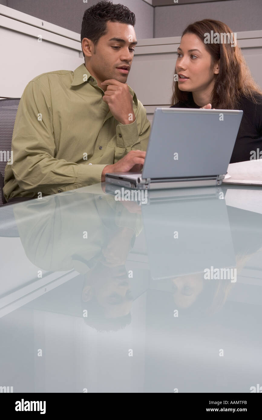 Business people with laptop at office Stock Photo - Alamy