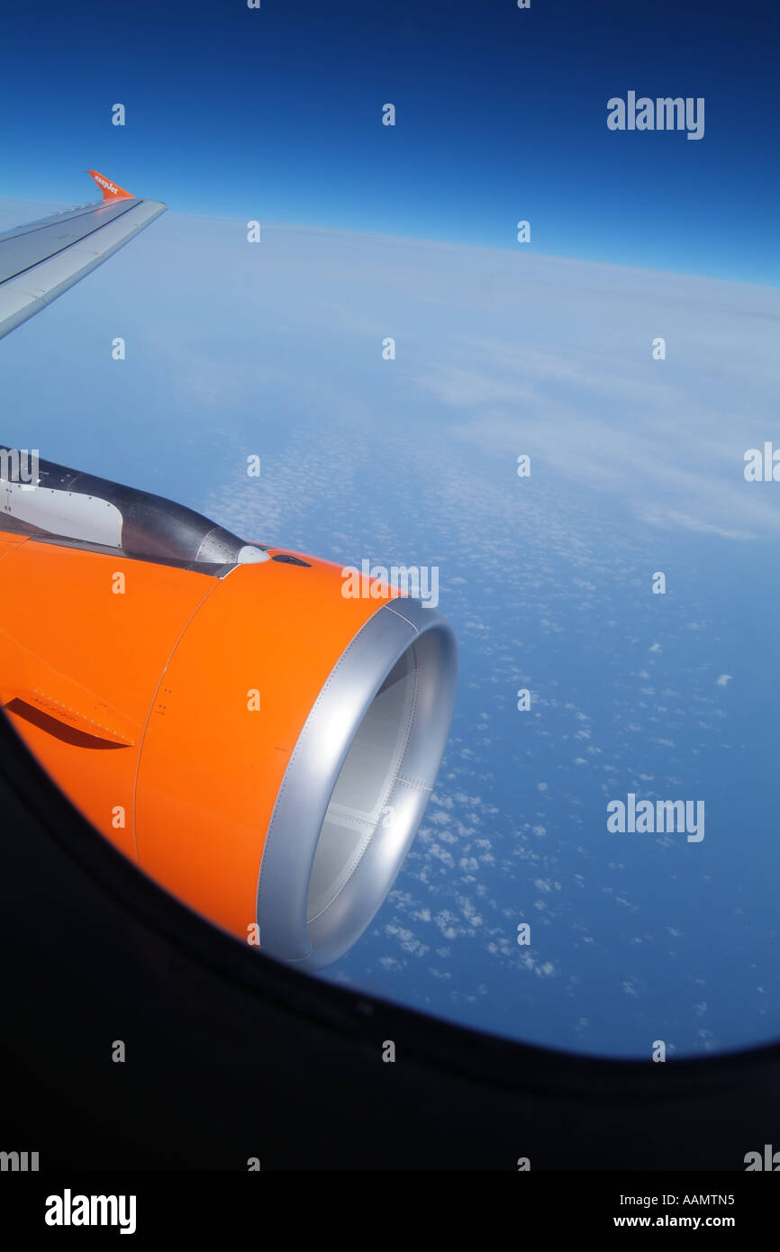 View from an Easyjet 737 Boeing twin engine jet aircraft over the ...