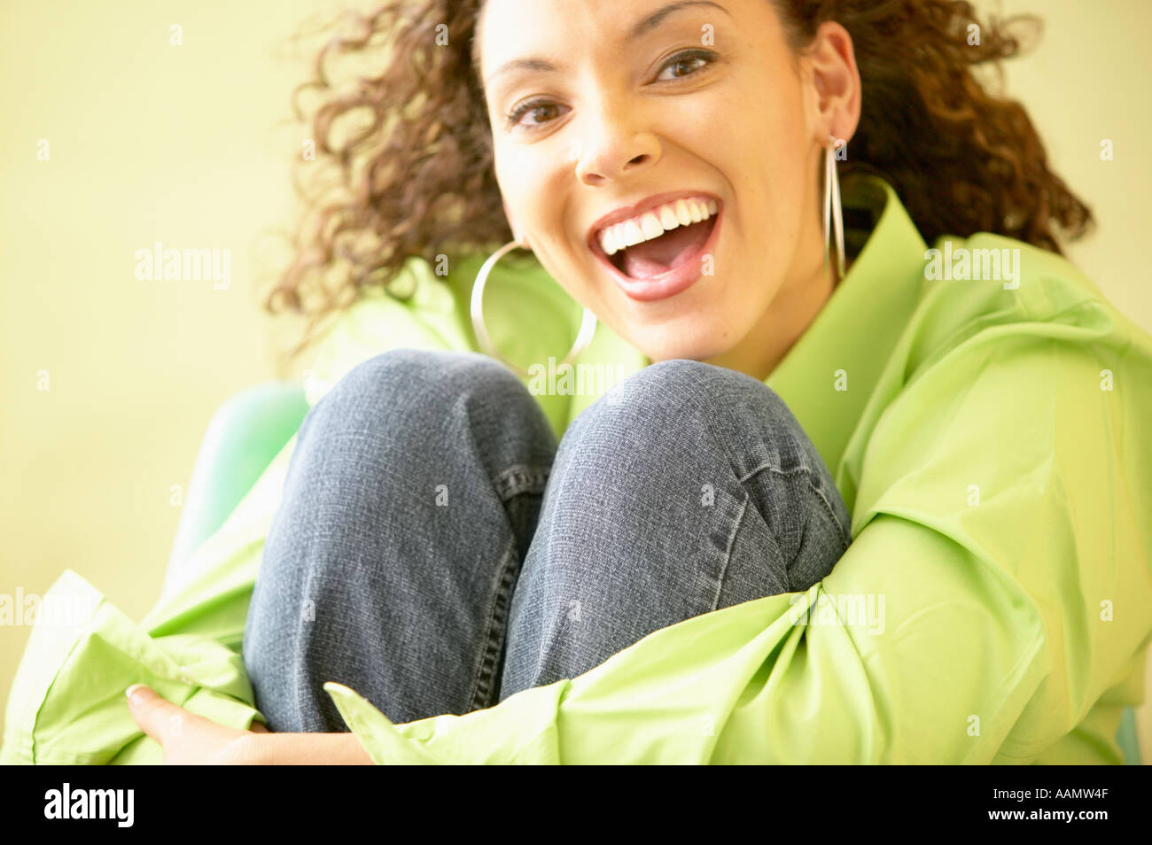 Portrait of woman laughing Stock Photo - Alamy