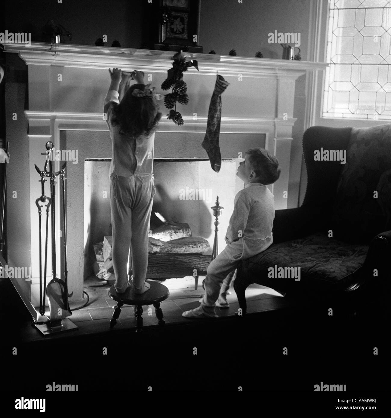 Boy christmas home Black and White Stock Photos & Images - Alamy