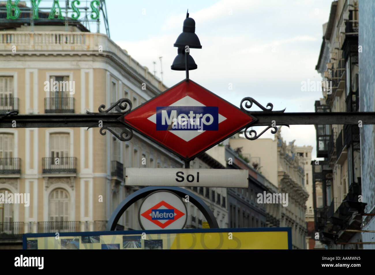 Metro railway central Madrid Spain Europe EU. The Sol station entrance ...