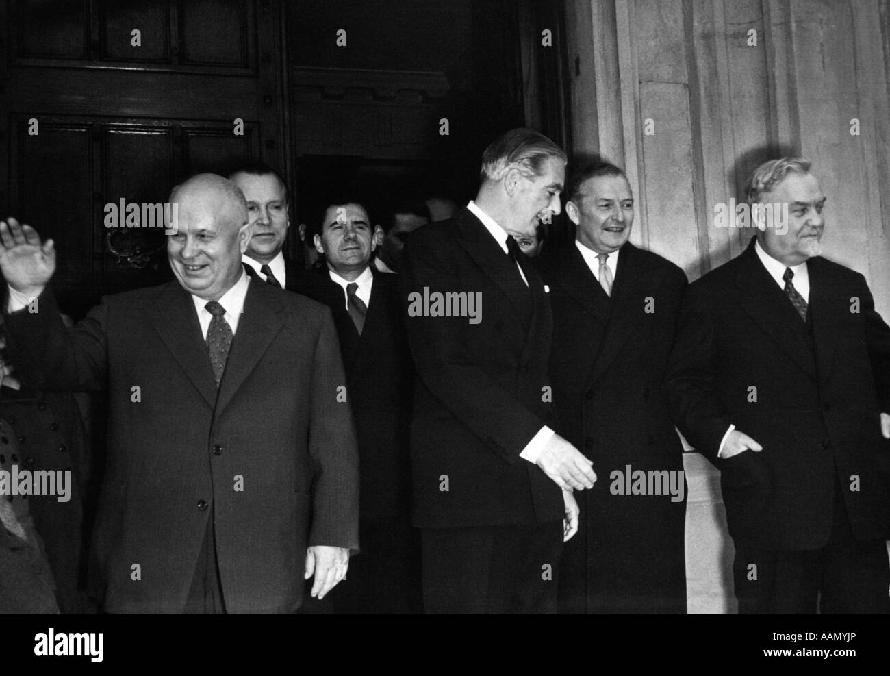1950s NIKITA KHRUSHCHEV RUSSIAN PREMIER ANTHONY EDEN BRITISH PRIME ...
