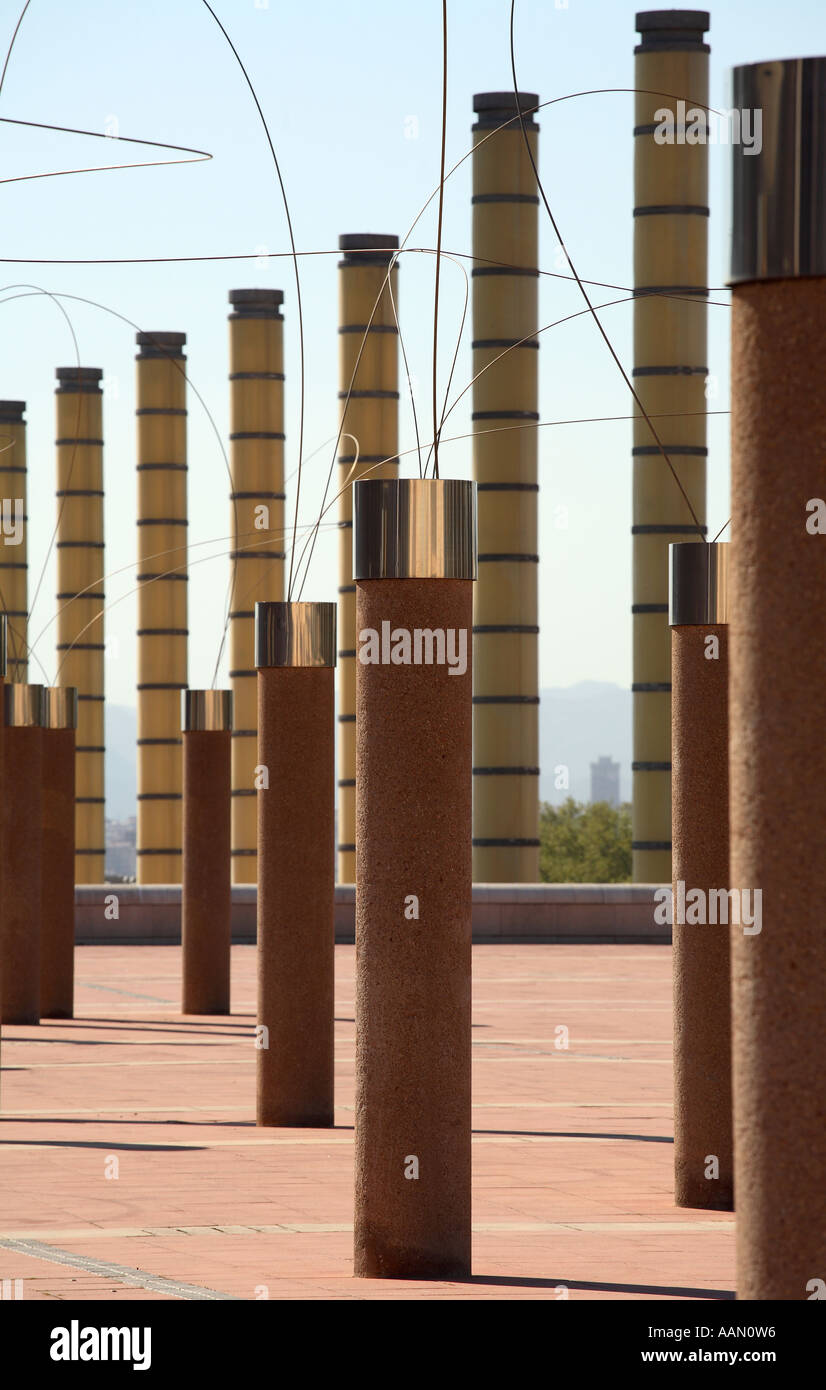 Giant columns at the Barcelona 1992 Olympic Stadium complex Stock Photo ...