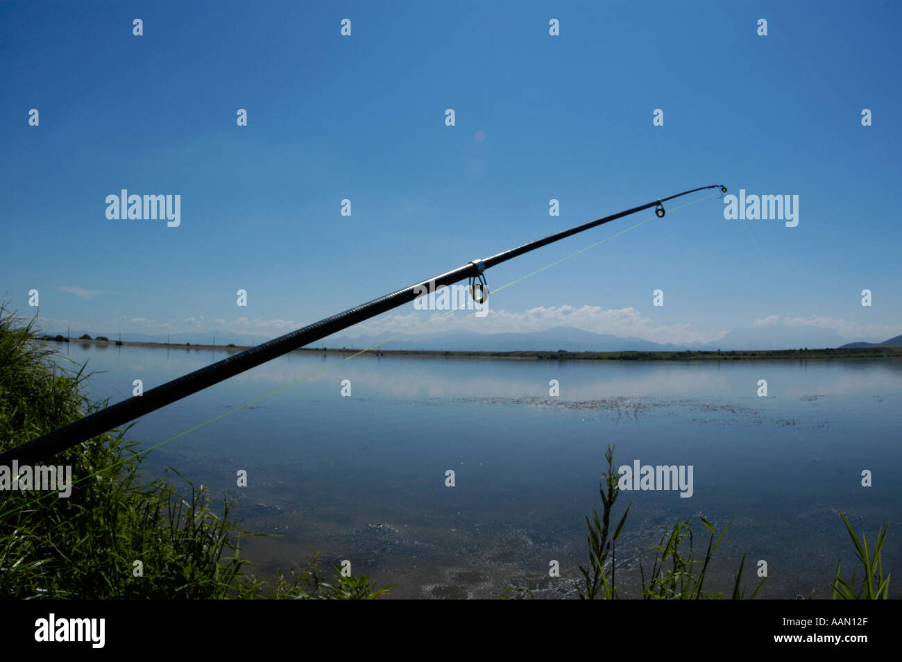 fishing rod at a lake Stock Photo - Alamy