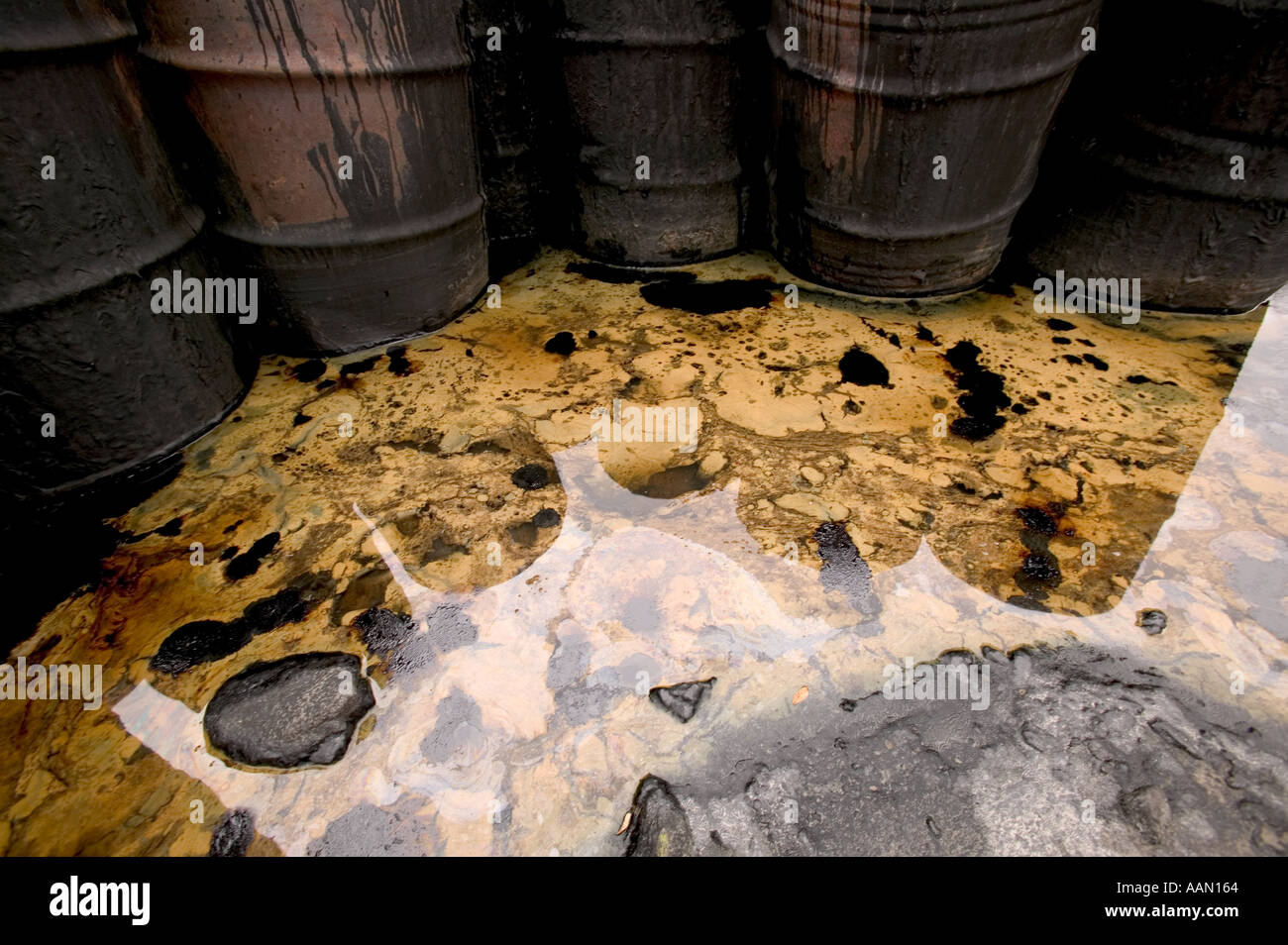 waste oil leaking from abandoned oil barrels Nome alaska Stock Photo ...