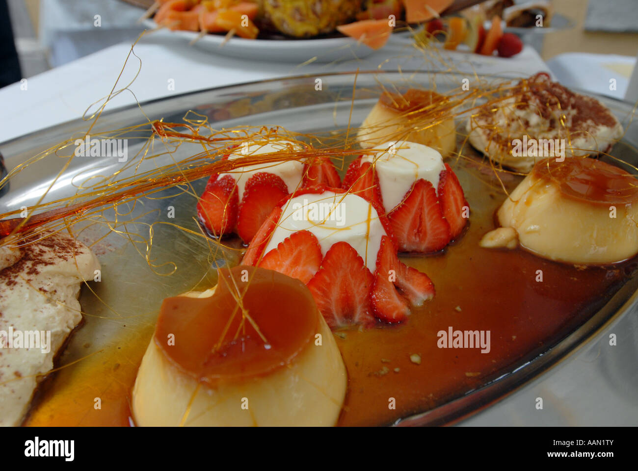 Panna Cotta and other Italian desserts on a platter Stock Photo - Alamy