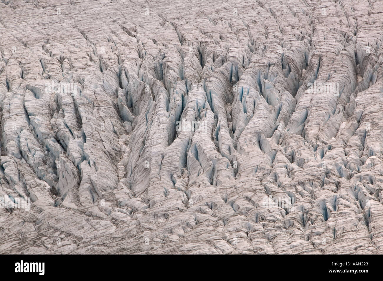 Crevasses and moraine on Exit glacier Kenai Fjords National Park Alaska ...